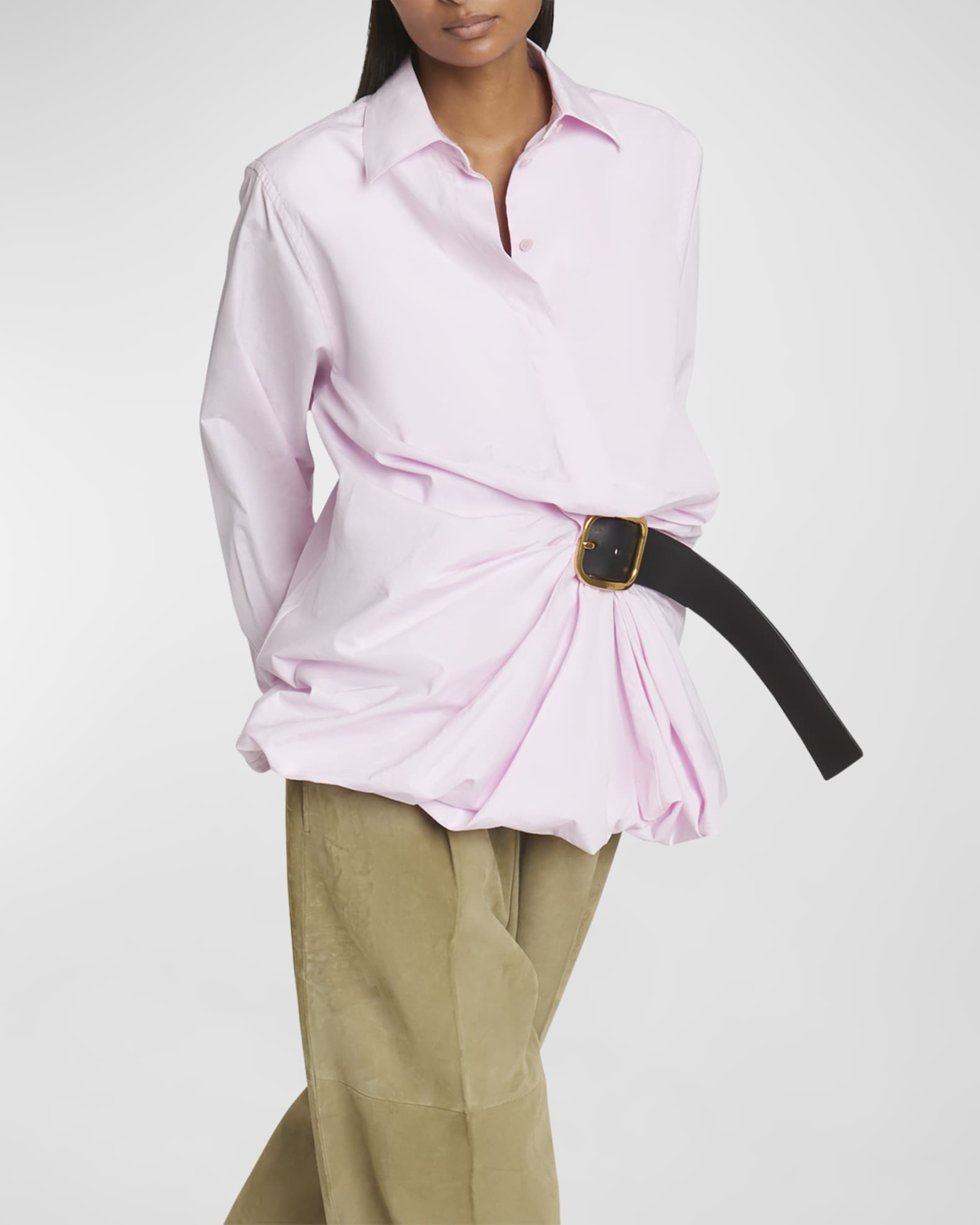Loewe Belted Balloon-Hem Blouse | Neiman Marcus