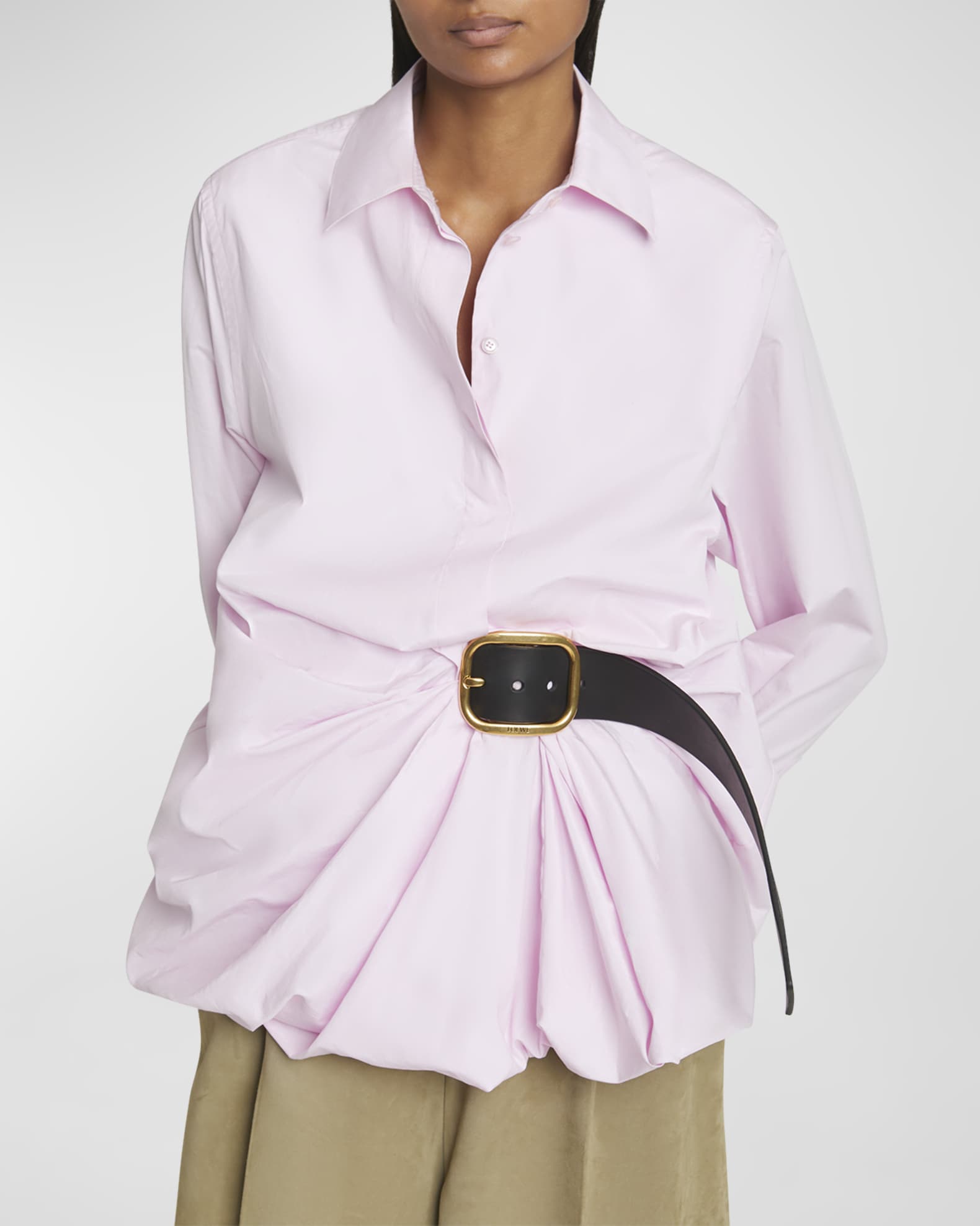 Loewe Belted Balloon-Hem Blouse | Neiman Marcus