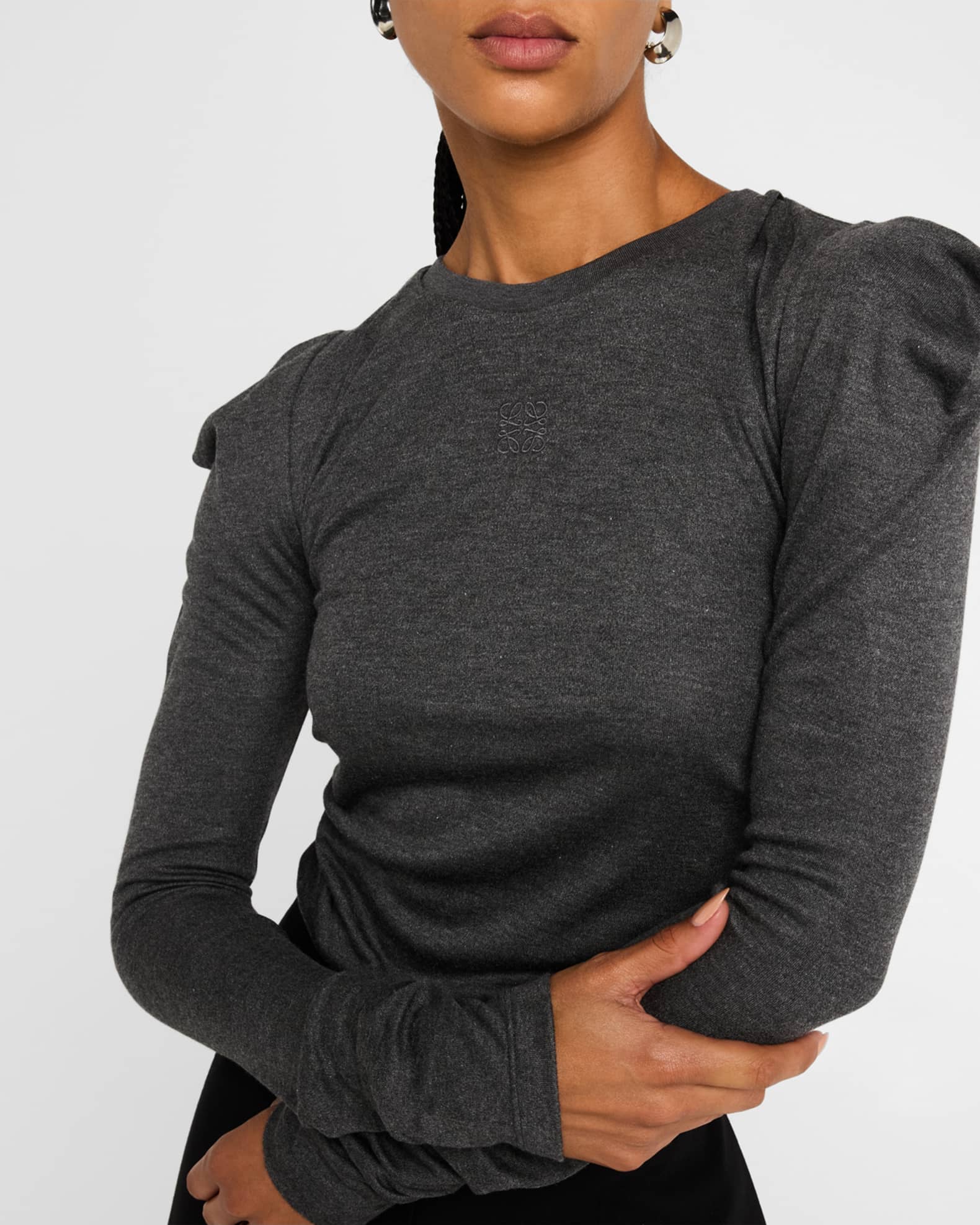 Loewe Draped Long Puff-Sleeve Top | Neiman Marcus