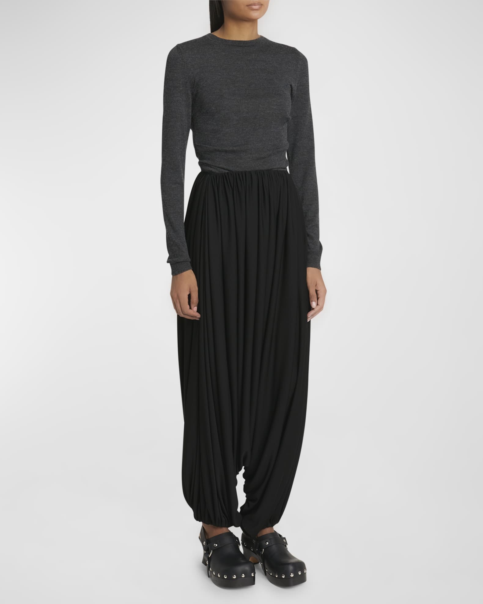 Loewe Draped Wide-Leg Harem Trousers | Neiman Marcus
