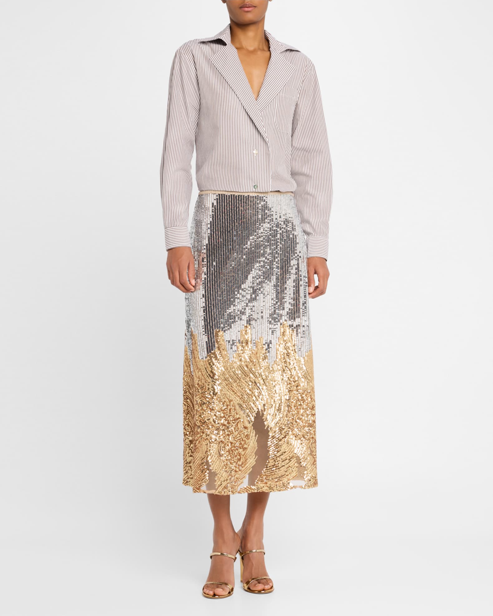 No Pise La Grama Elena Sequined Midi Skirt | Neiman Marcus
