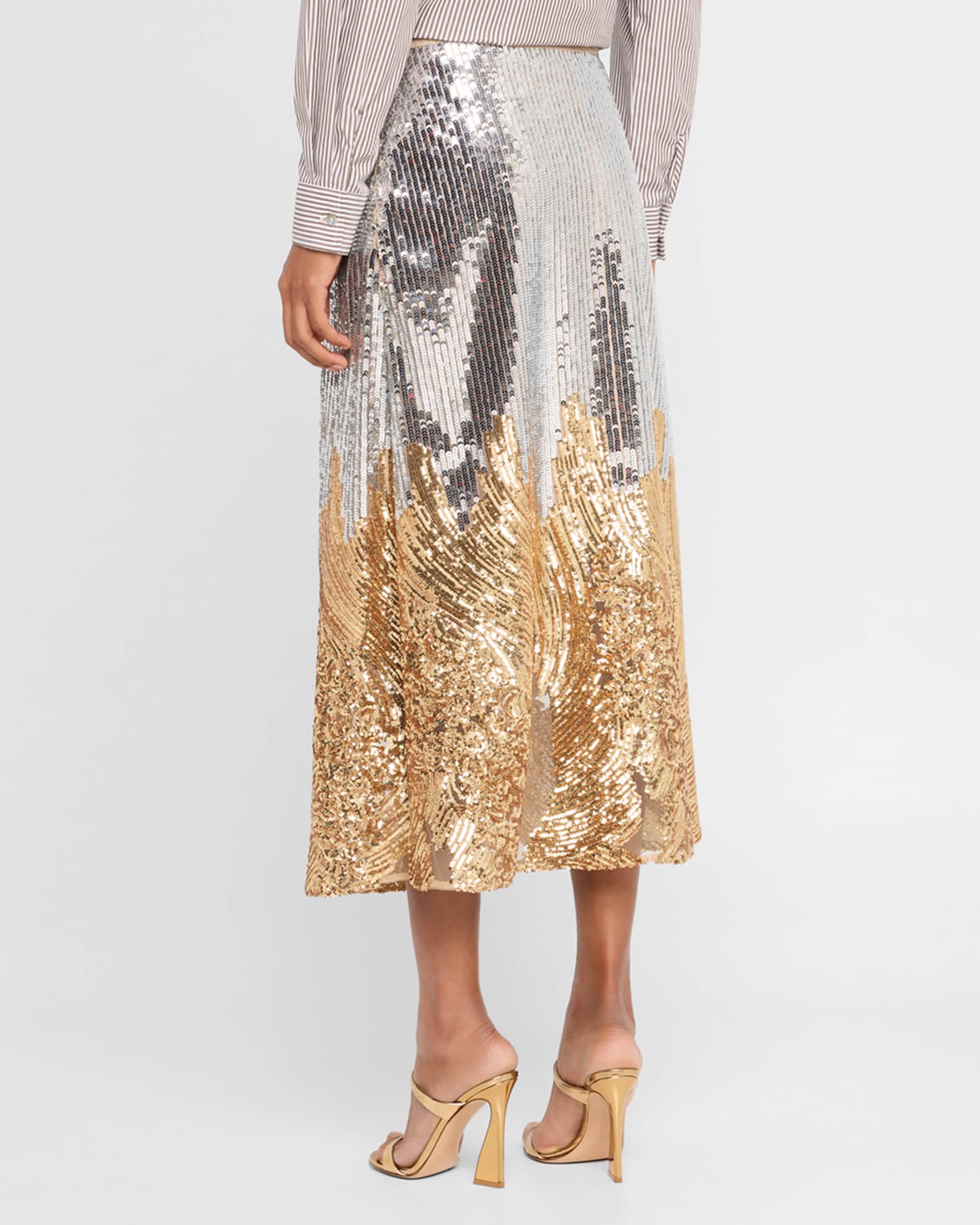 No Pise La Grama Elena Sequined Midi Skirt | Neiman Marcus