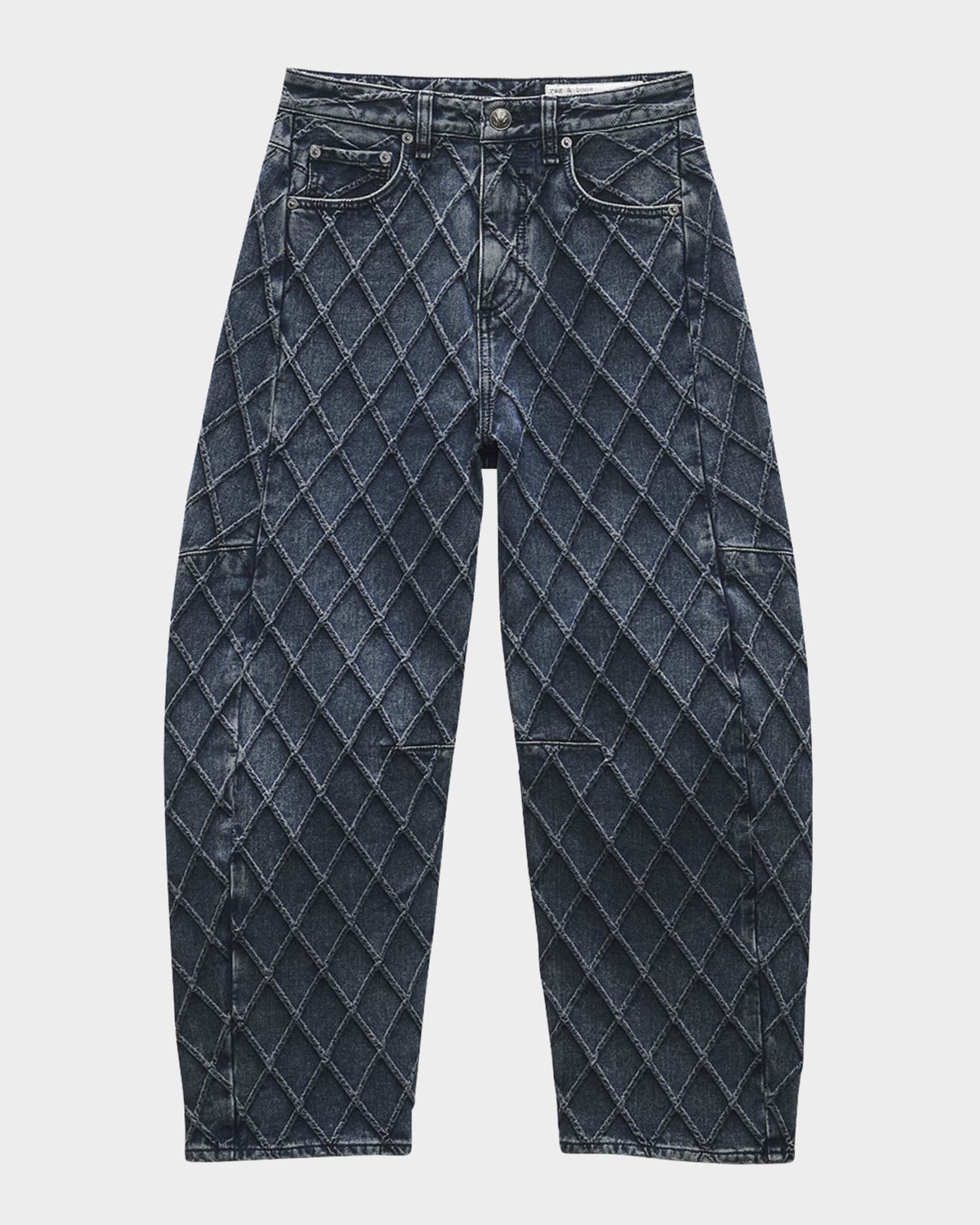 Rag & Bone Charlie Quilted High-Rise Barrel Jeans | Neiman Marcus