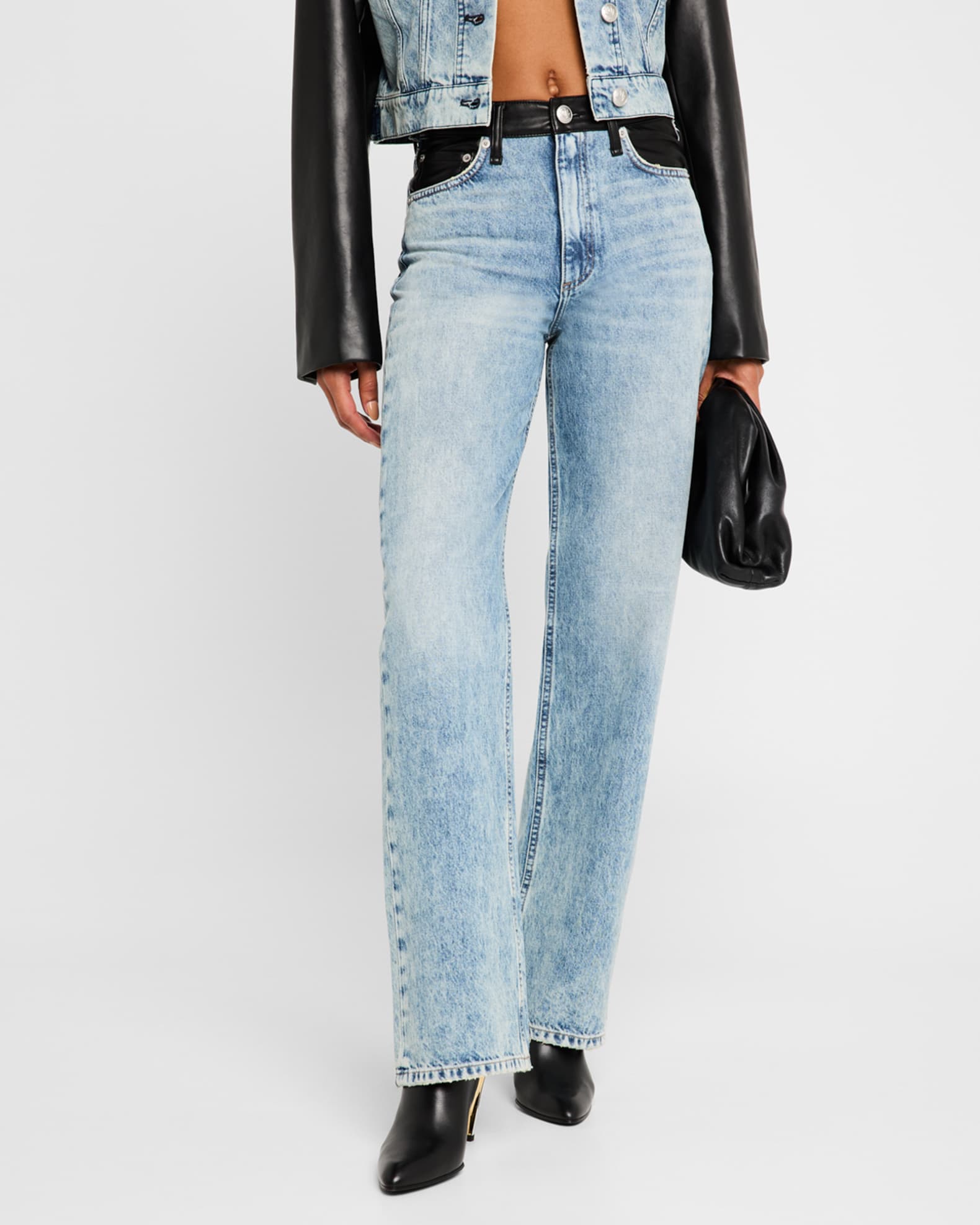 Rag & Bone Shea High-Rise Relaxed Straight Combo Jeans | Neiman Marcus