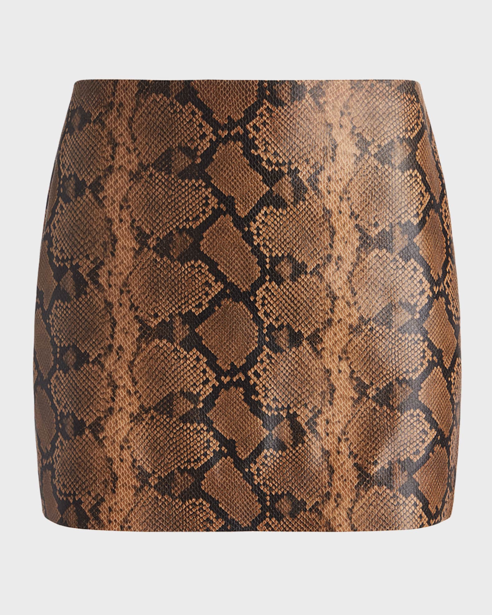 Alice + Olivia Elana Vegan Snake Mini Skirt | Neiman Marcus