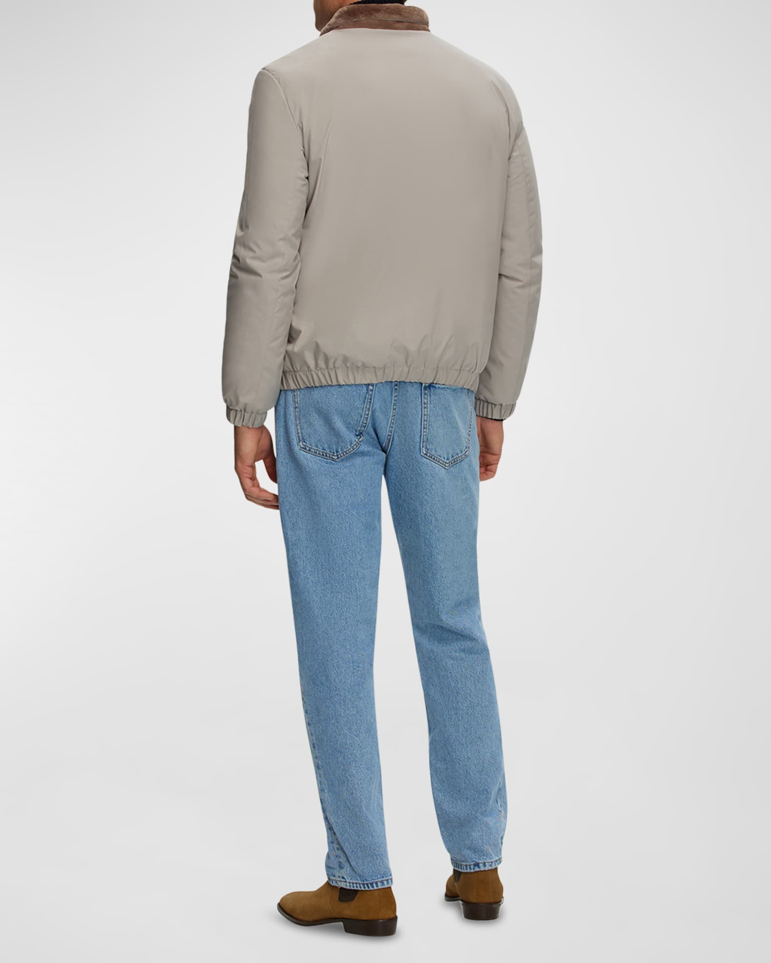 Gorski Men's Lamb Shearling Lined Bomber Jacket | Neiman Marcus