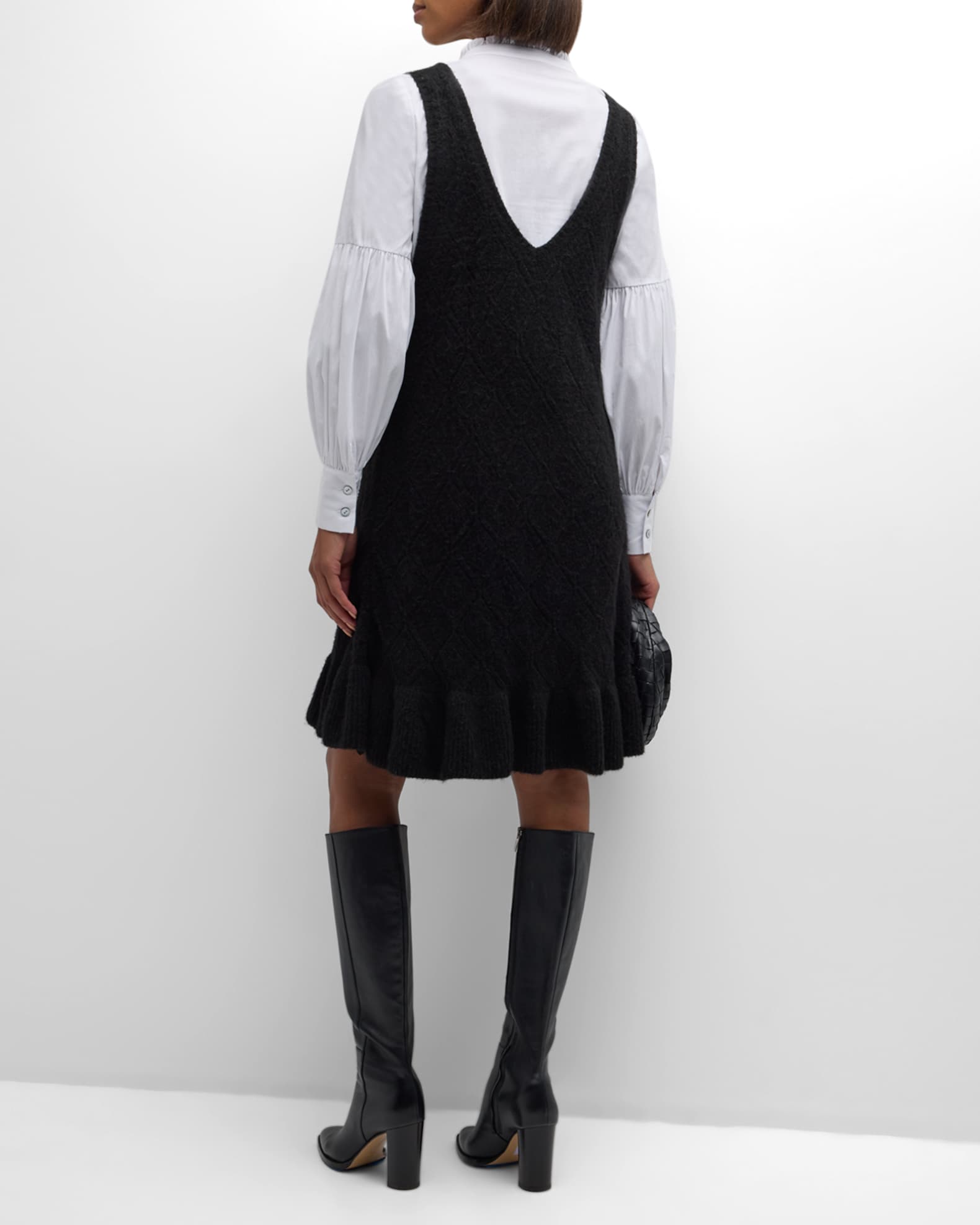 Cinq a Sept Greysen Pinafore Combo Knee-Length Dress | Neiman Marcus