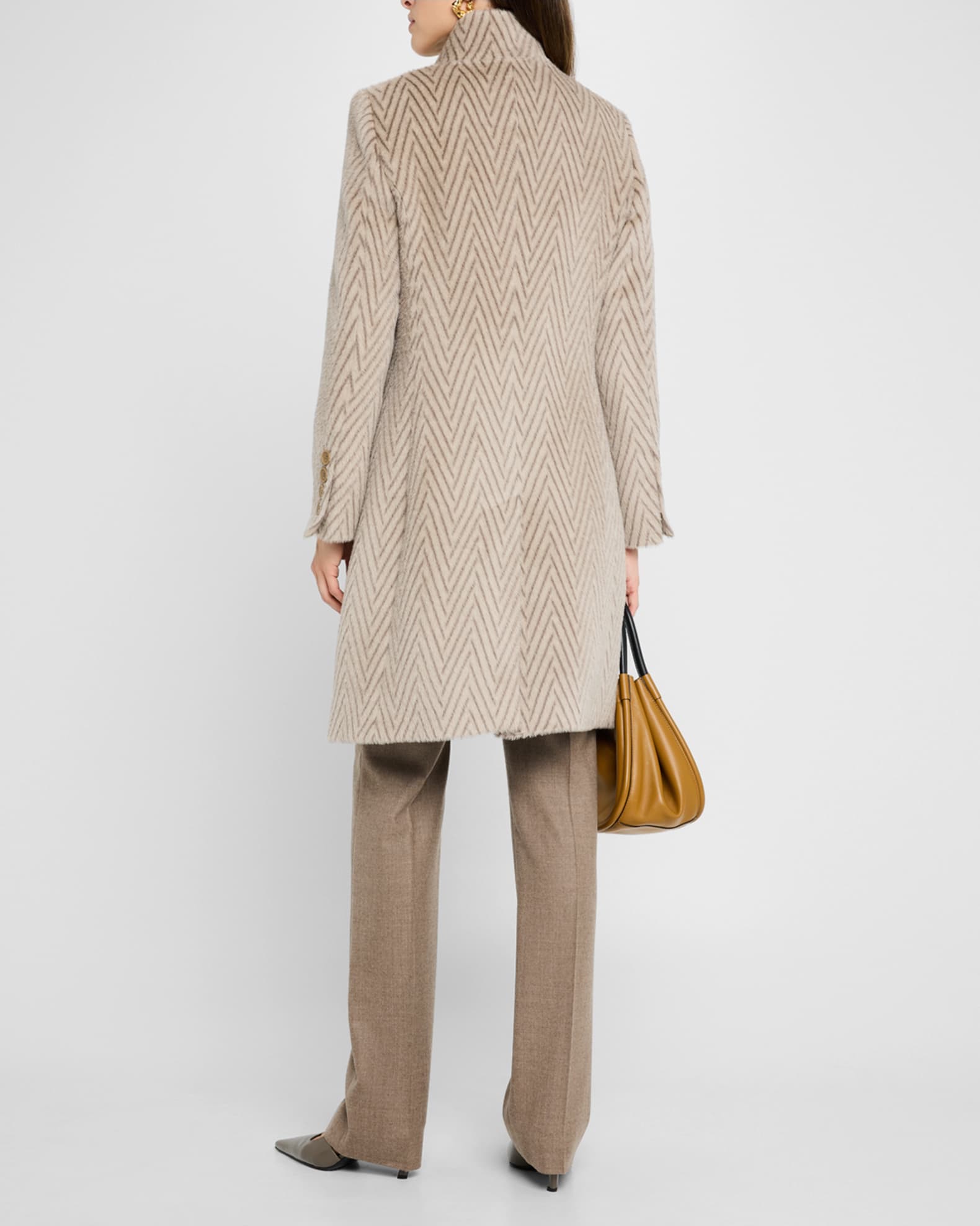 CHIARULLI Feronia Chevron Wool One-Button Coat | Neiman Marcus