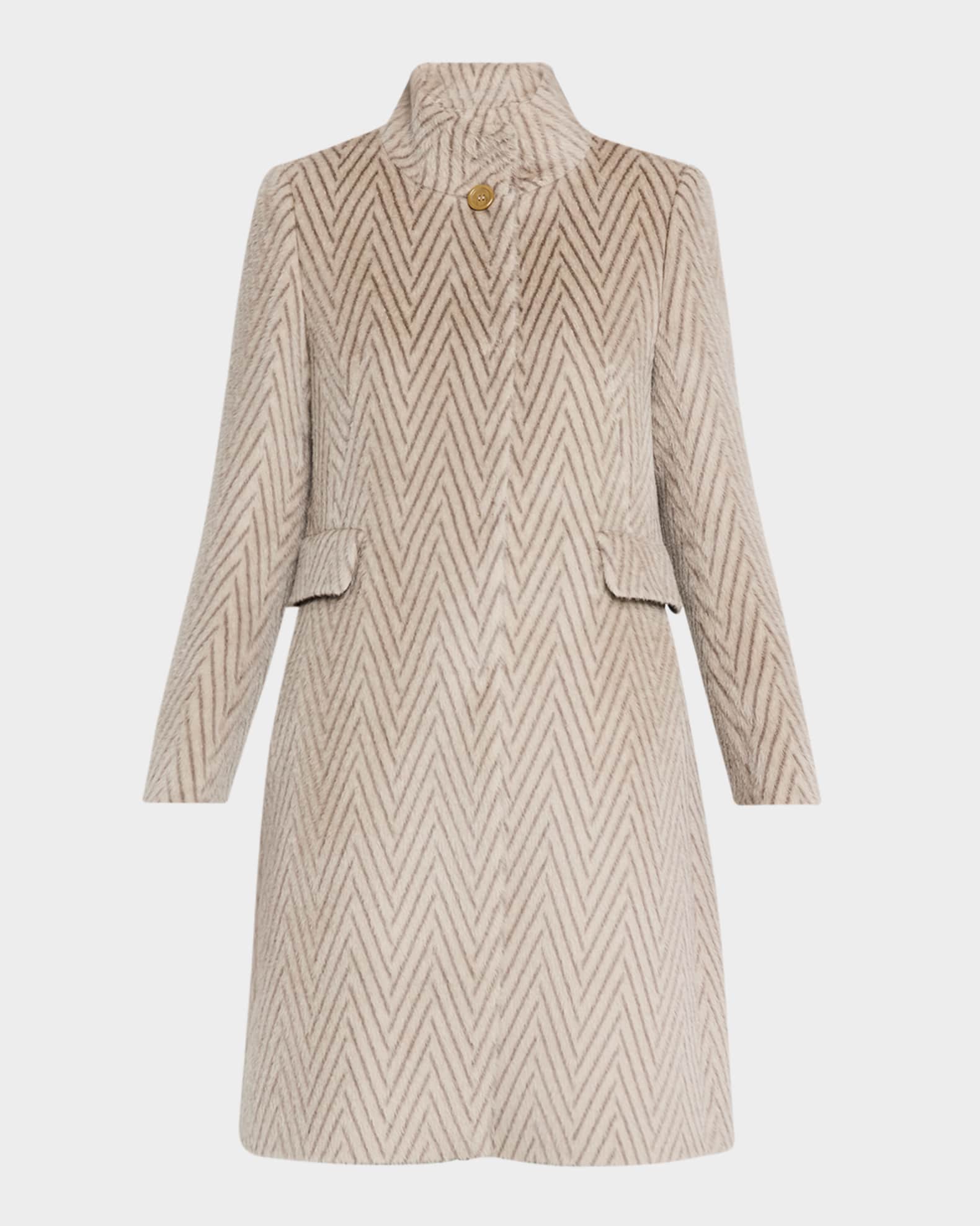 CHIARULLI Feronia Chevron Wool One-Button Coat | Neiman Marcus