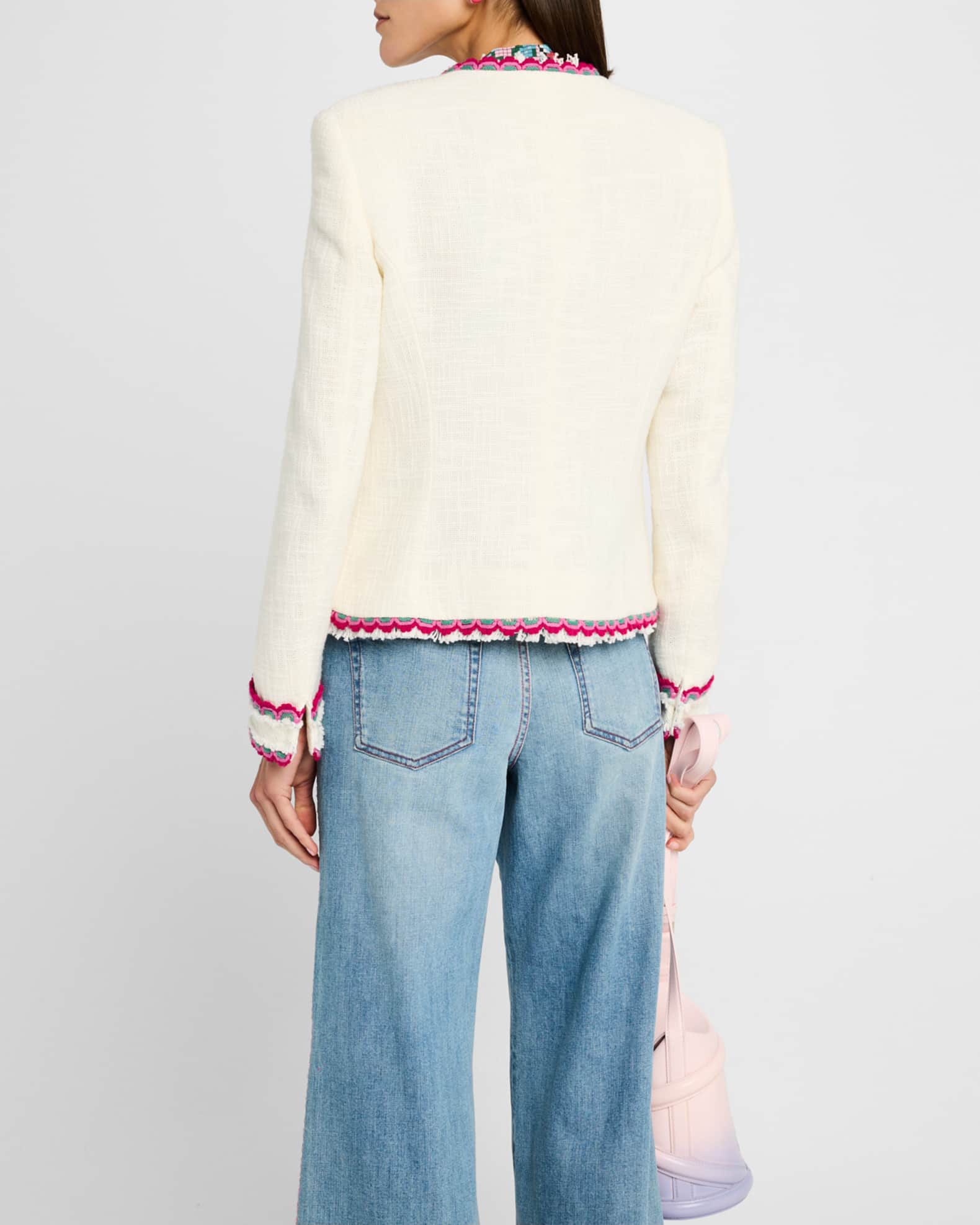 Maison Common Ric Rac-Trim Cotton Button-Front Jacket | Neiman Marcus