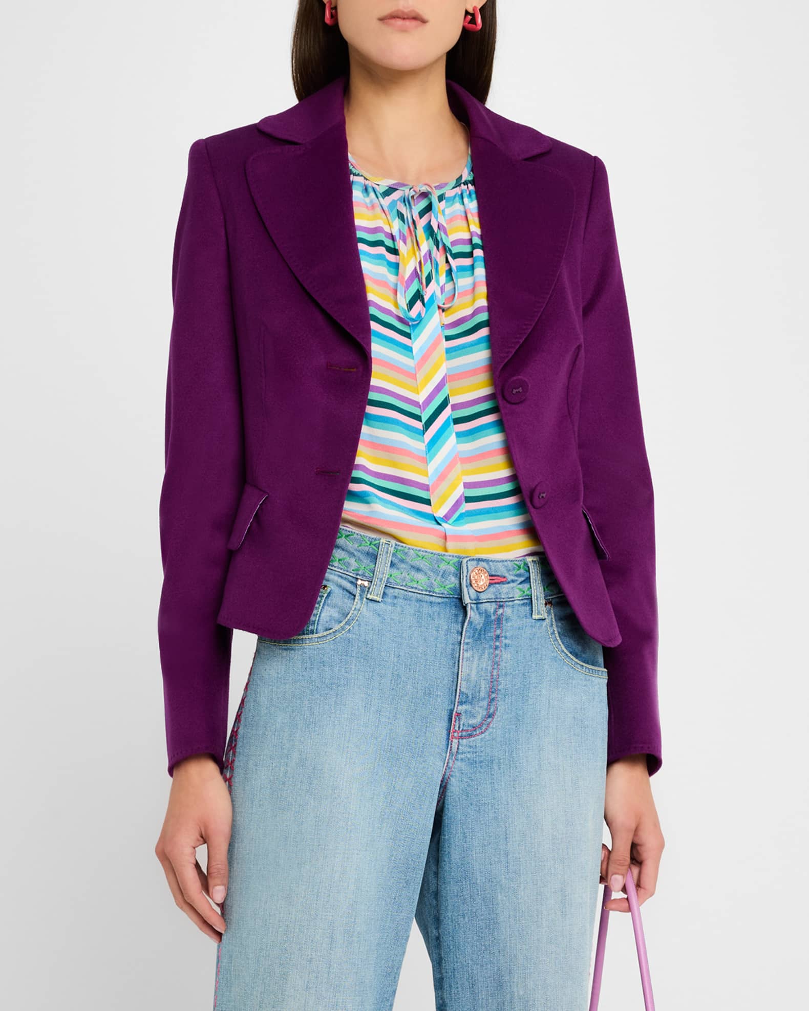 Maison Common Topstitched Single-Breasted Jacket | Neiman Marcus