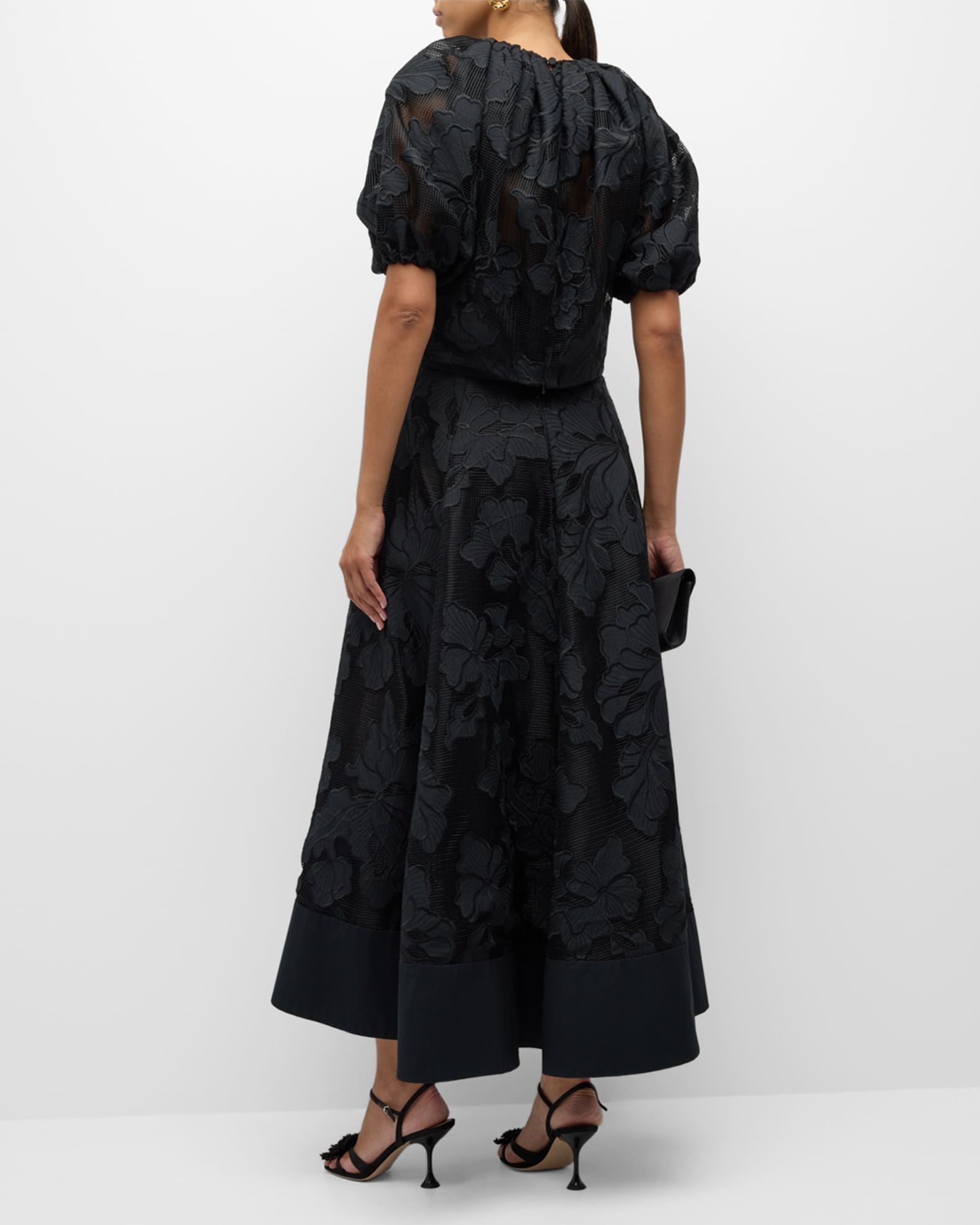 Lela Rose Floral Embroidered Midi Full Skirt | Neiman Marcus