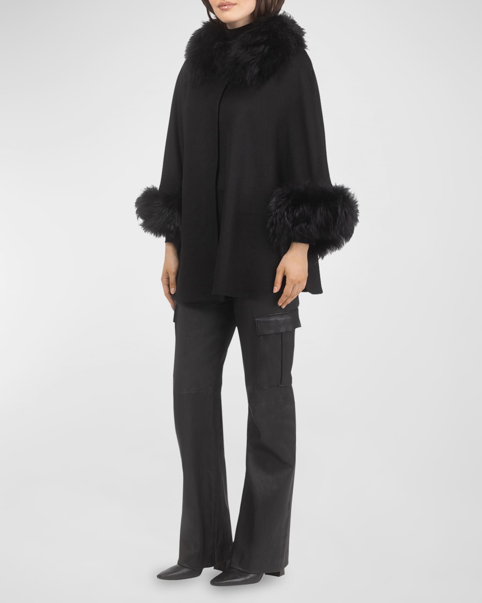 Gorski Select Wool & Lamb Cape | Neiman Marcus