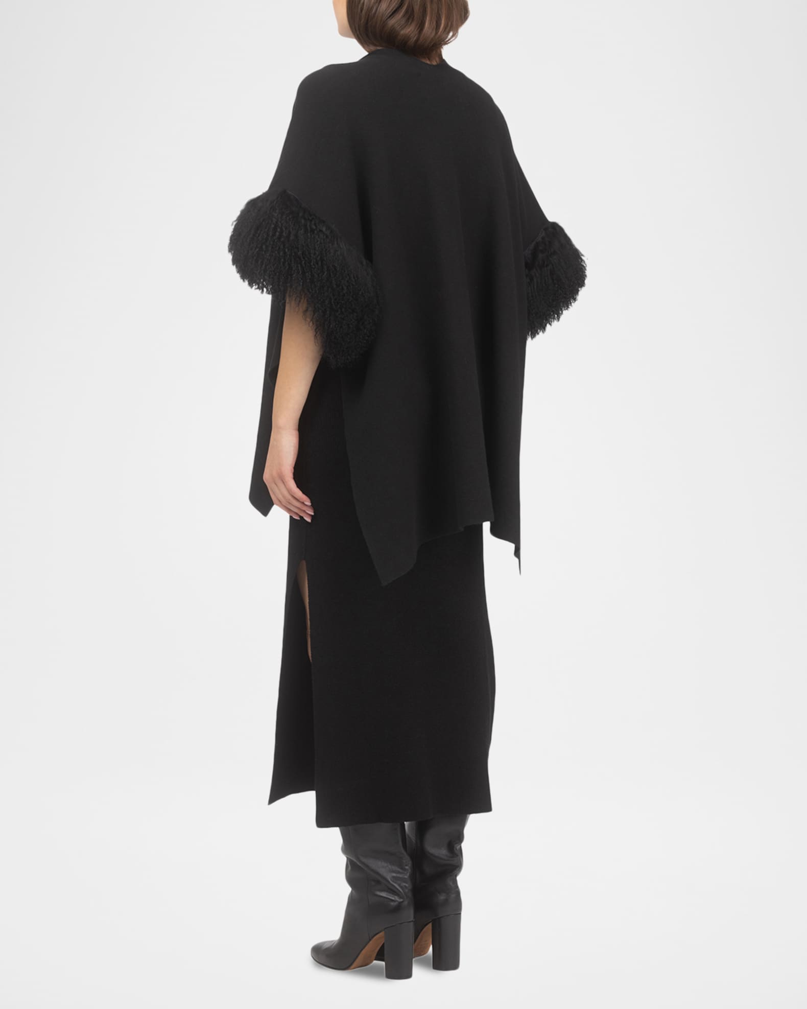 Gorski Knit Wool Vest With Mongolian Lamb Cuffs | Neiman Marcus