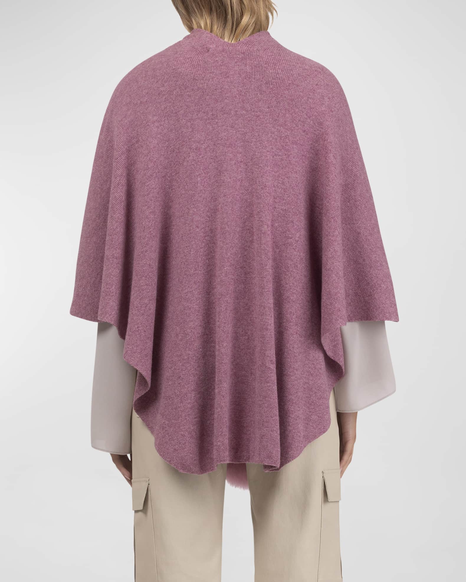 Gorski Select Wool Capelet With Lamb Shearling Poms | Neiman Marcus