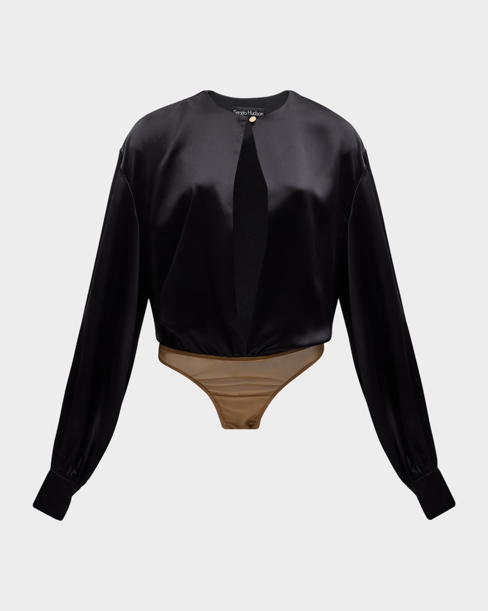 Sergio Hudson Open Slit Silk Charmeuse Bodysuit | Neiman Marcus