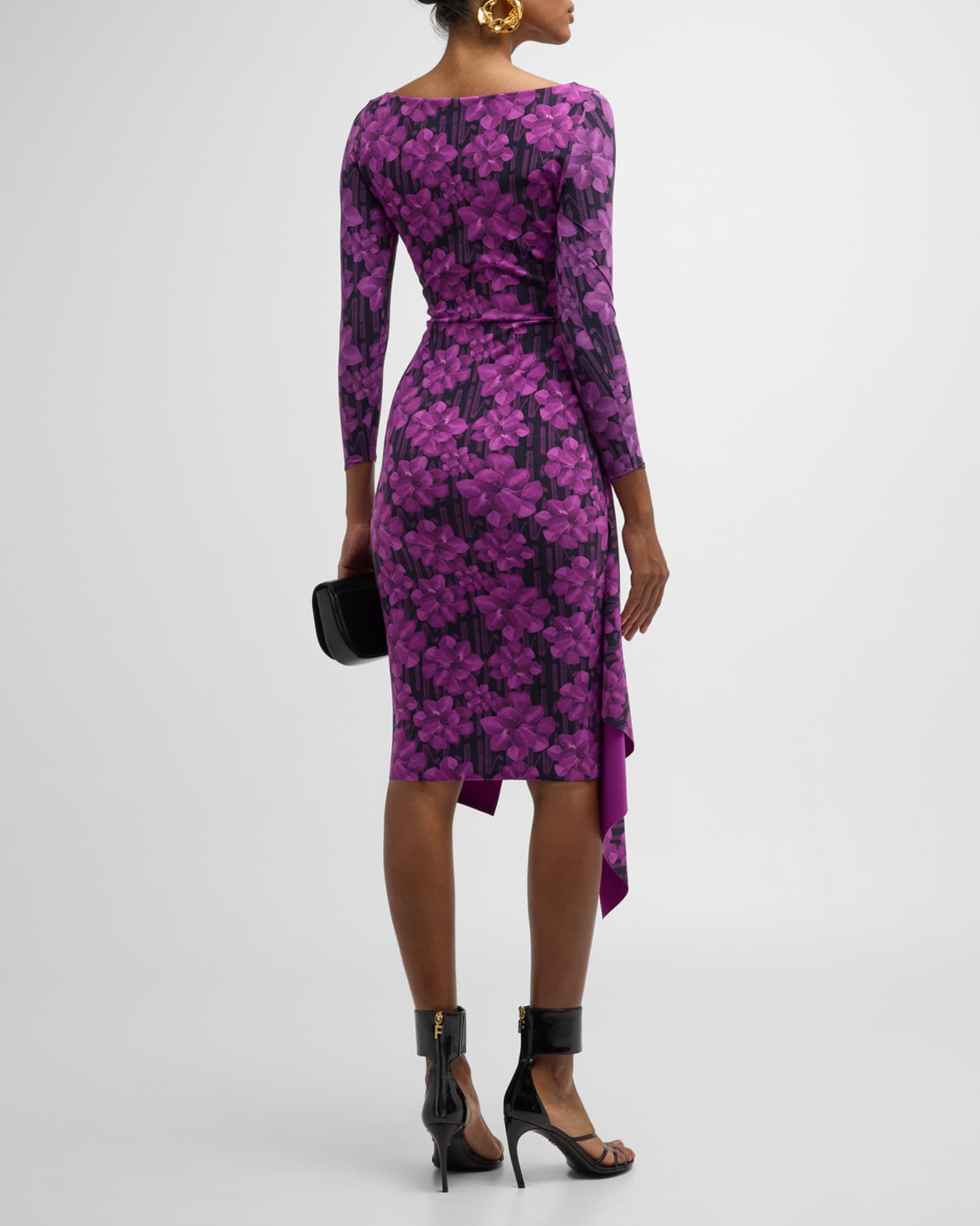 Chiara Boni La Petite Robe Pleated Floral-Print Bodycon Dress | Neiman ...