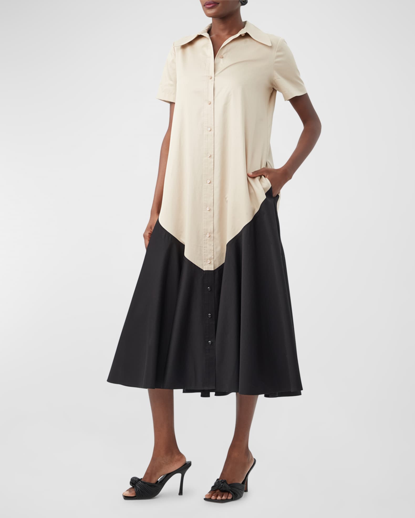 Trina Turk Neola 2 Colorblock Midi Shirtdress | Neiman Marcus