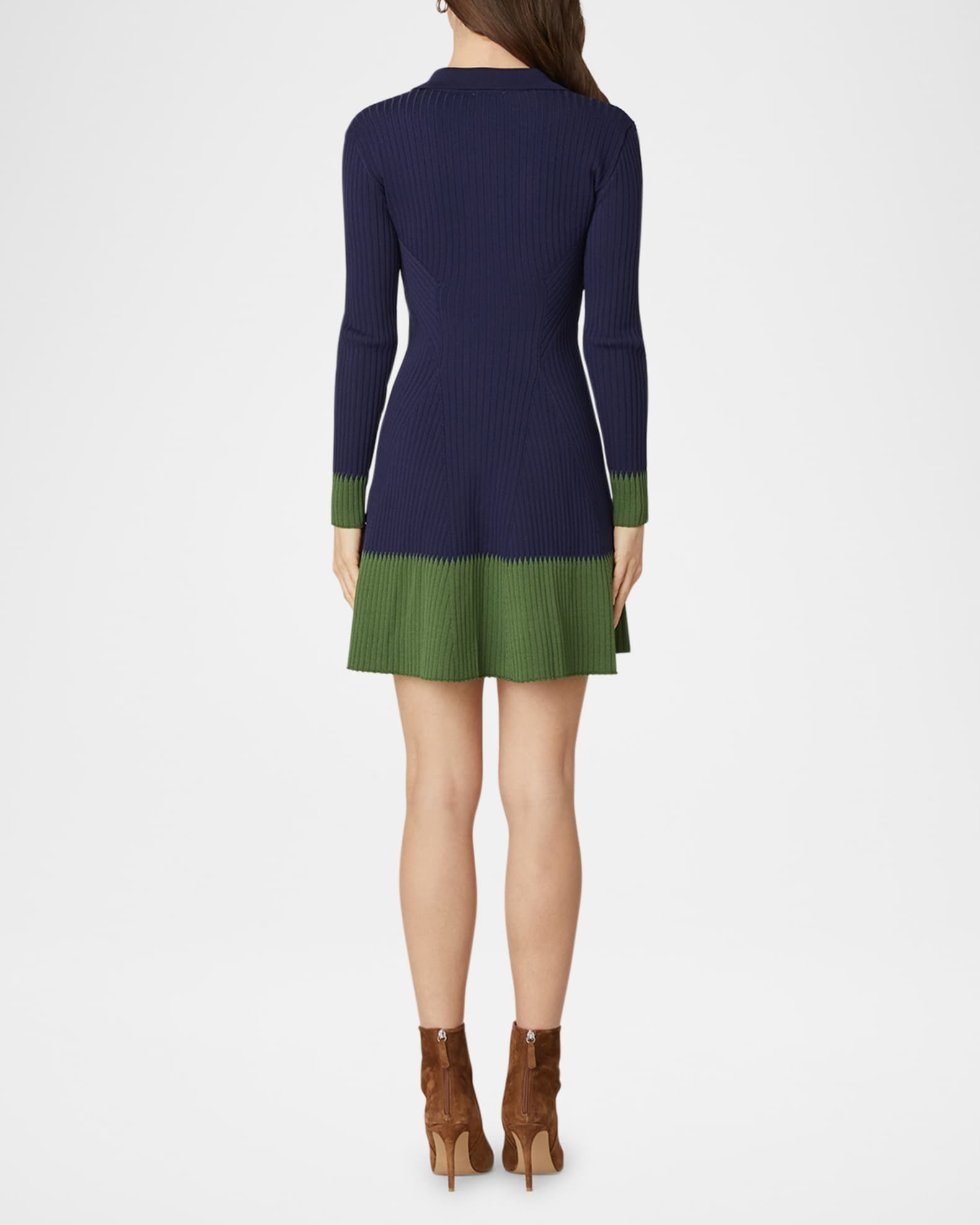 Shoshanna Paloma Ribbed Colorblock Midi Dress | Neiman Marcus