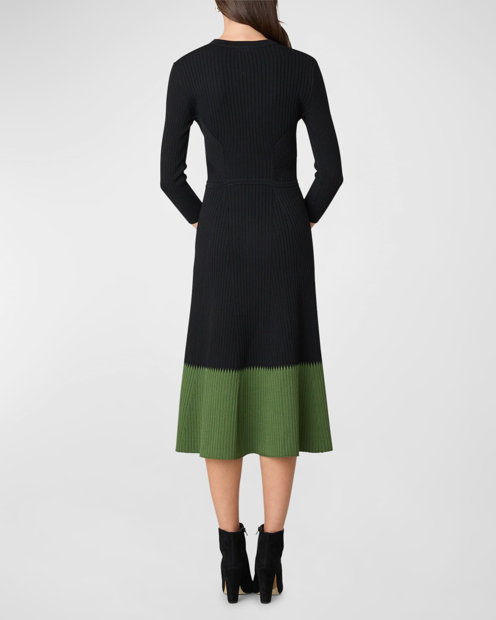 Shoshanna Paloma Ribbed Colorblock Midi Dress | Neiman Marcus