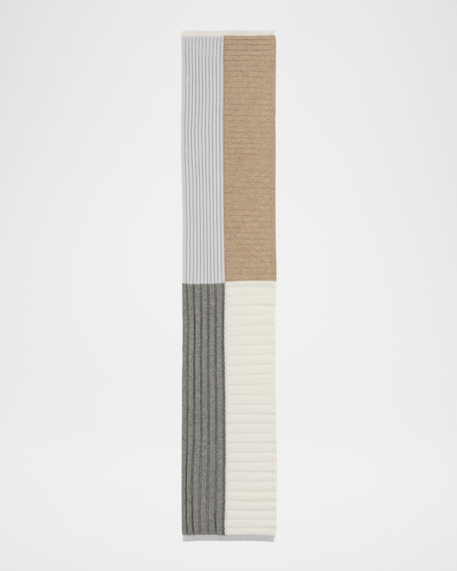 Johnstons Of Elgin Colorblock Ribbed Cashmere Scarf | Neiman Marcus