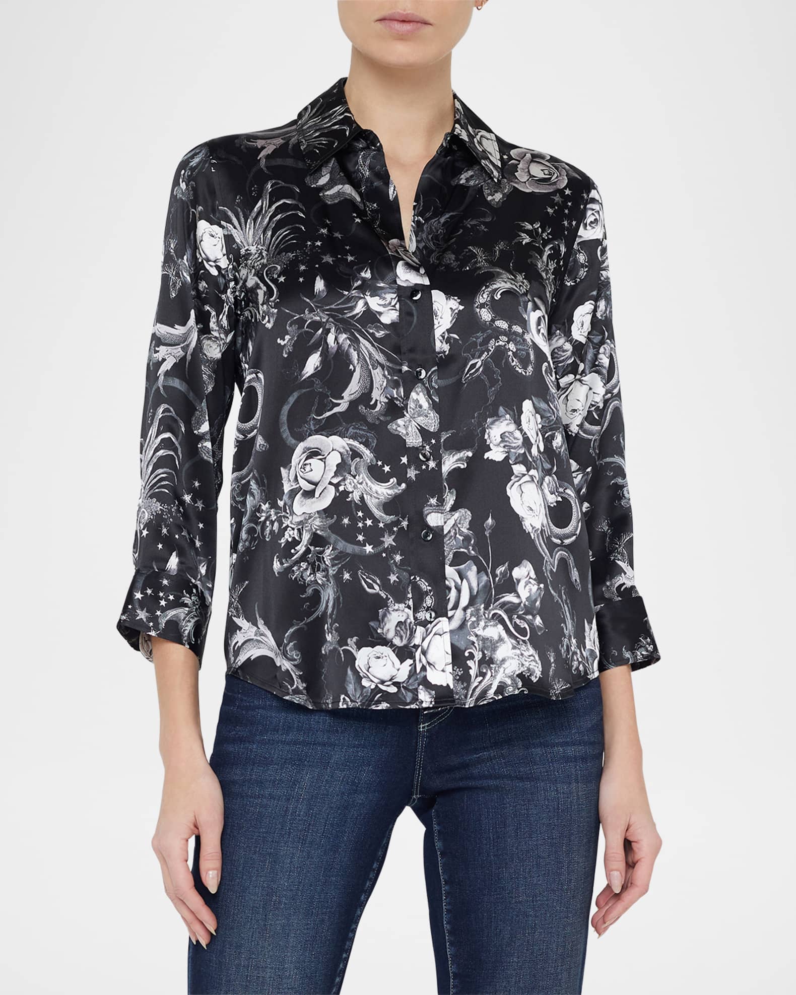 L'Agence Dani Zodiac Silk Blouse | Neiman Marcus