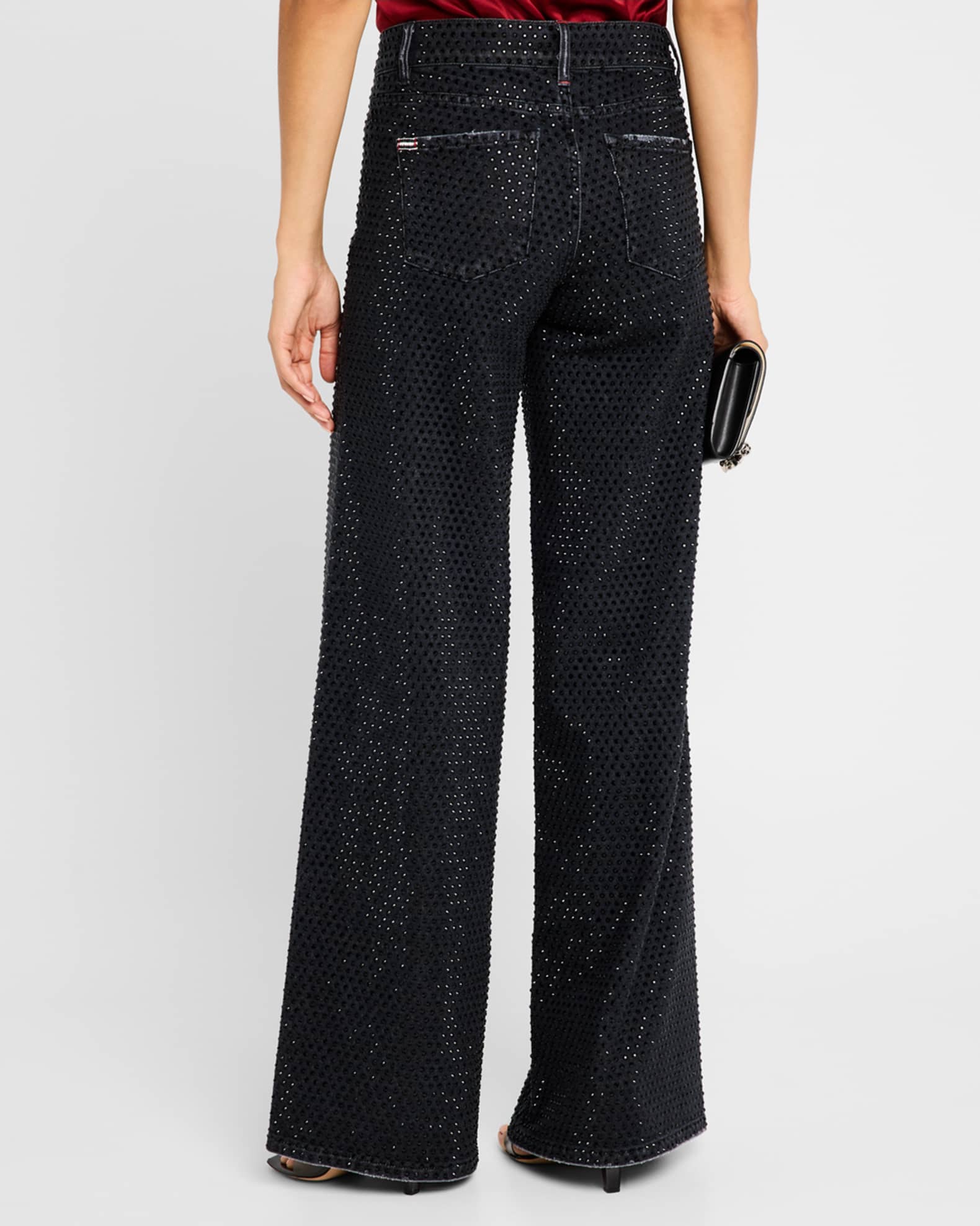Alice + Olivia Trish Low-Rise Embellished Baggy Jeans | Neiman Marcus