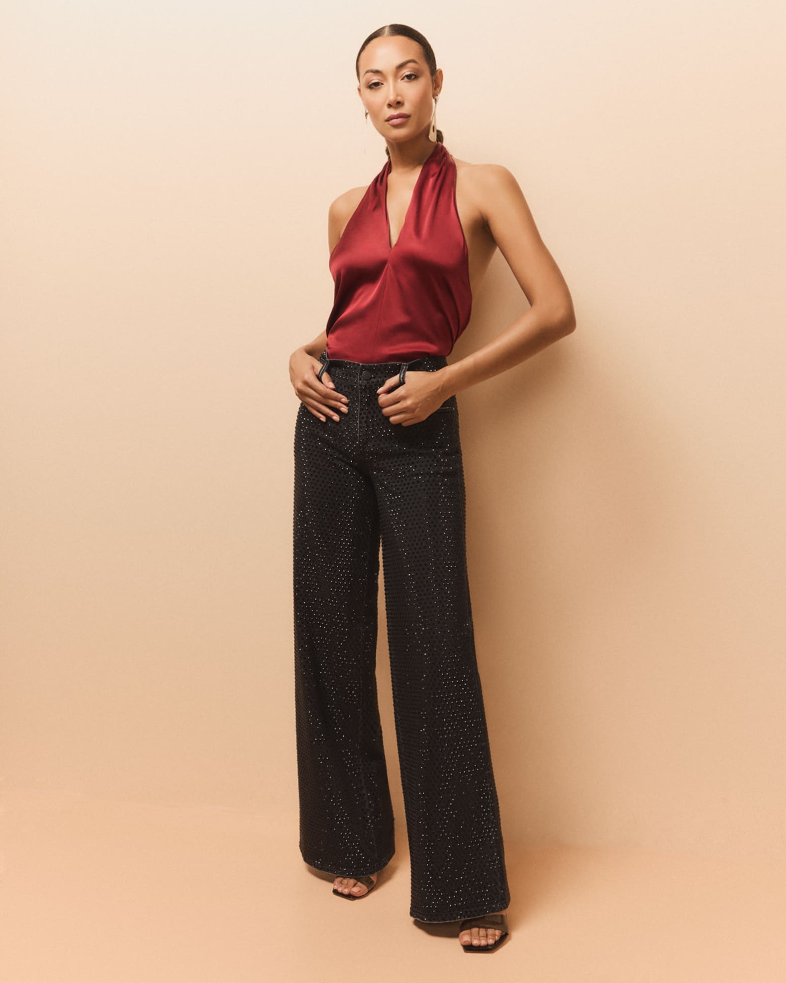 Alice + Olivia Trish Low-Rise Embellished Baggy Jeans | Neiman Marcus