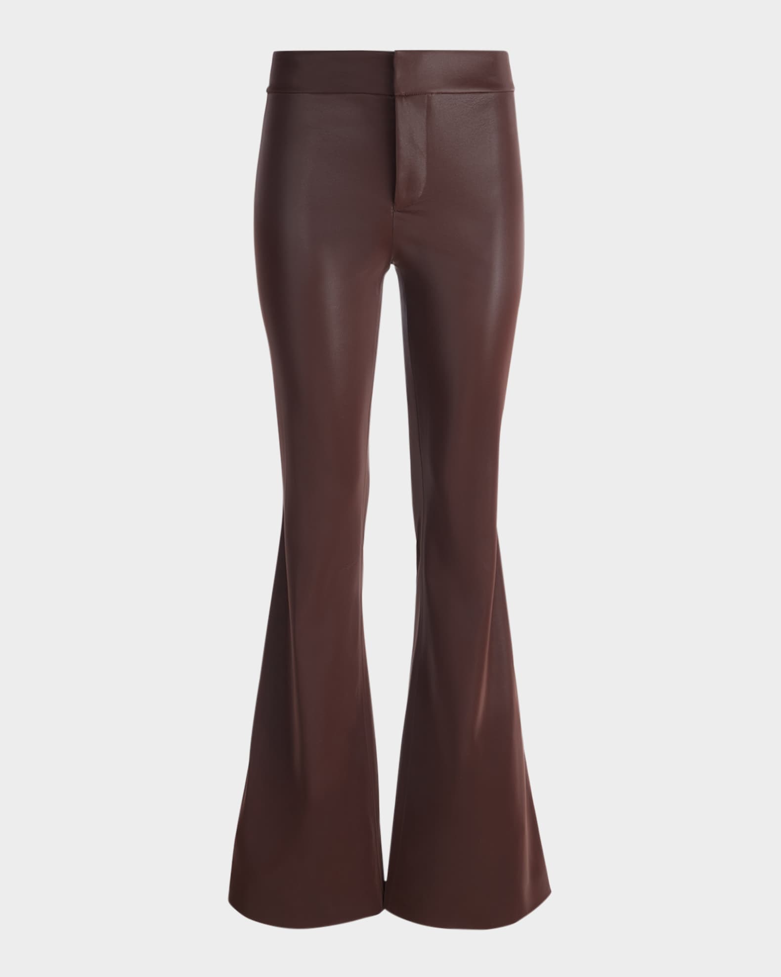 Alice + Olivia Andrew Shiny Vegan Leather Bootcut Pants | Neiman Marcus