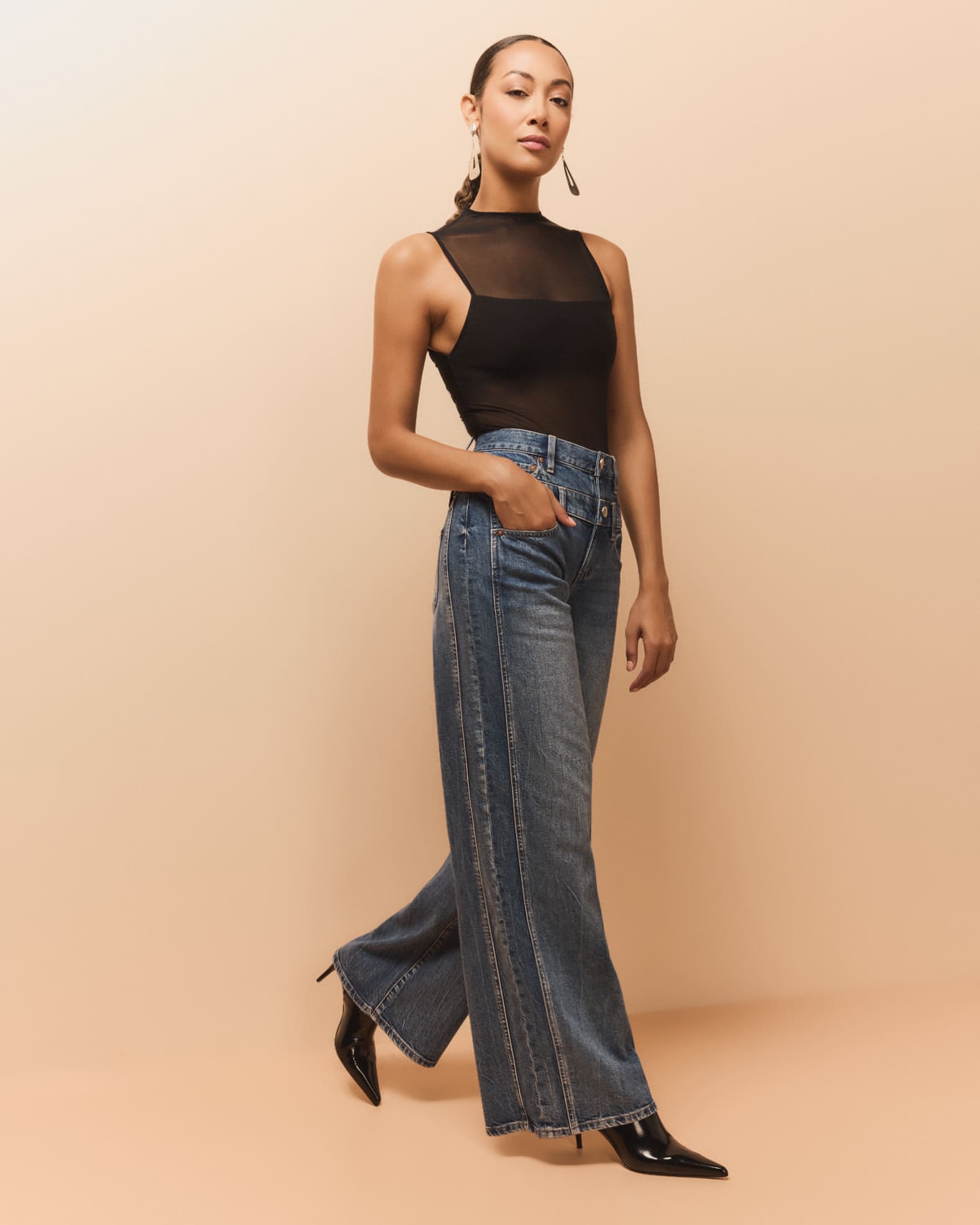 Alice + Olivia High-Rise Double Waistband Cool Jeans | Neiman Marcus