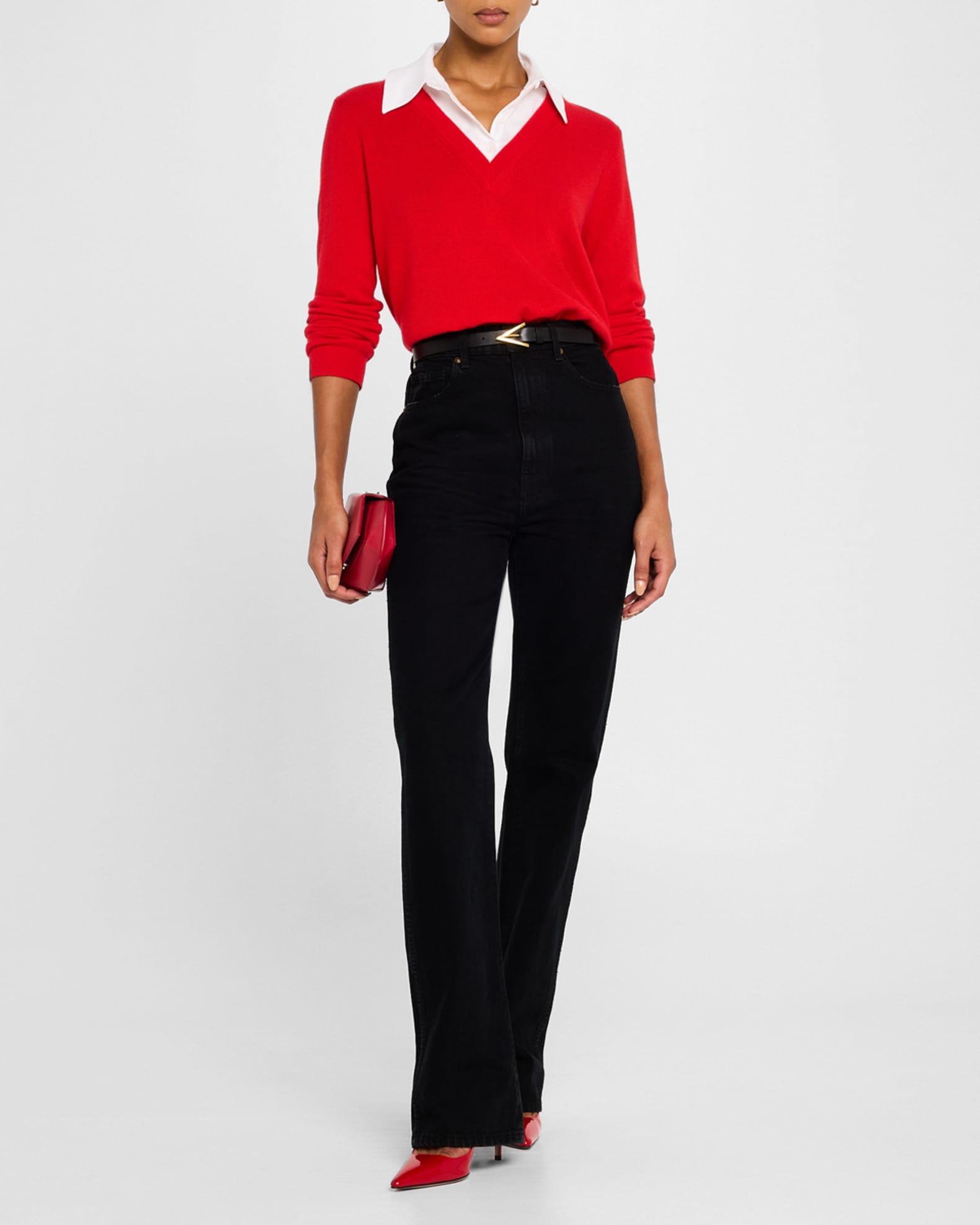 Alice + Olivia Denby Woven Collar Cashmere Pullover | Neiman Marcus