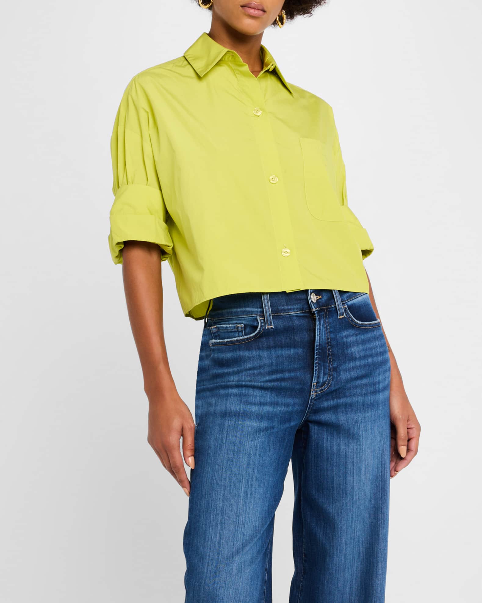 TWP Next Ex Cropped Button-Front Shirt | Neiman Marcus