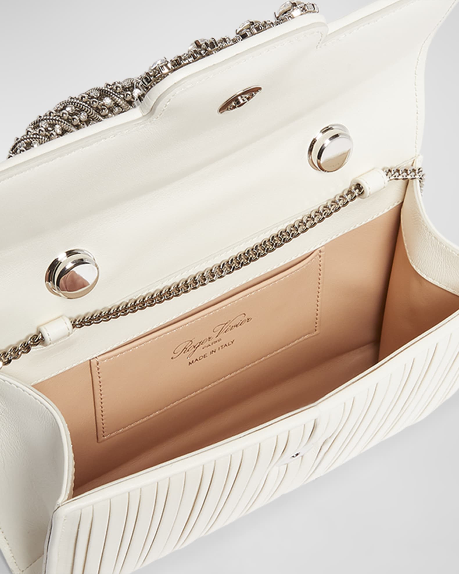 Roger Vivier Mini Plisse Flower Leather Top-Handle Bag | Neiman Marcus