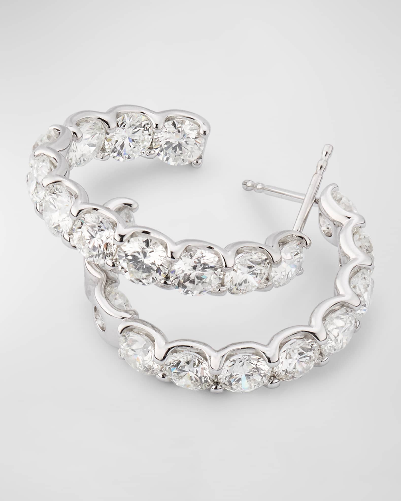 Neiman Marcus Diamonds 18K White Gold Inside Out Diamond Hoop Earrings ...