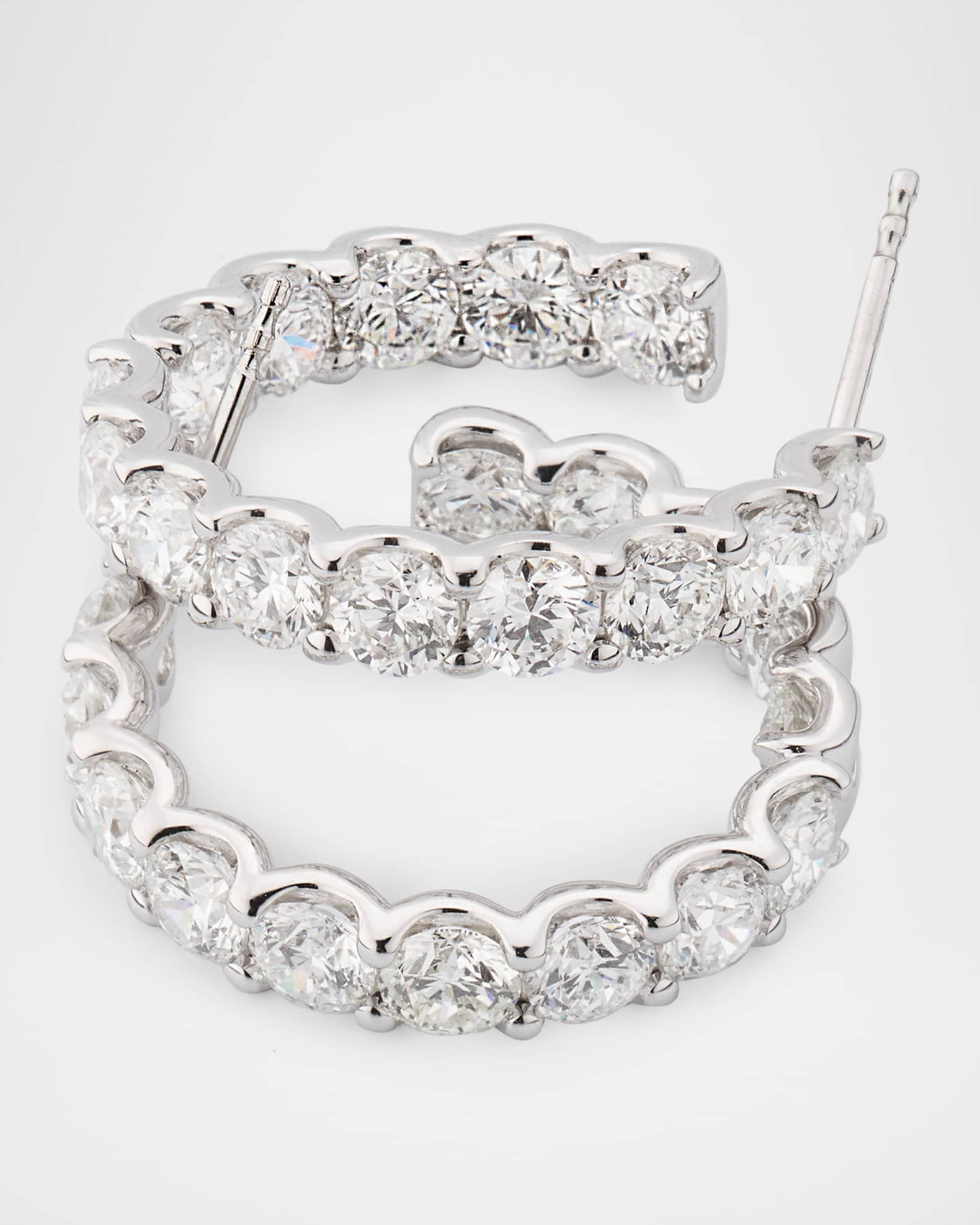 Neiman Marcus Diamonds 18K White Gold Inside Out Diamond Hoop Earrings ...
