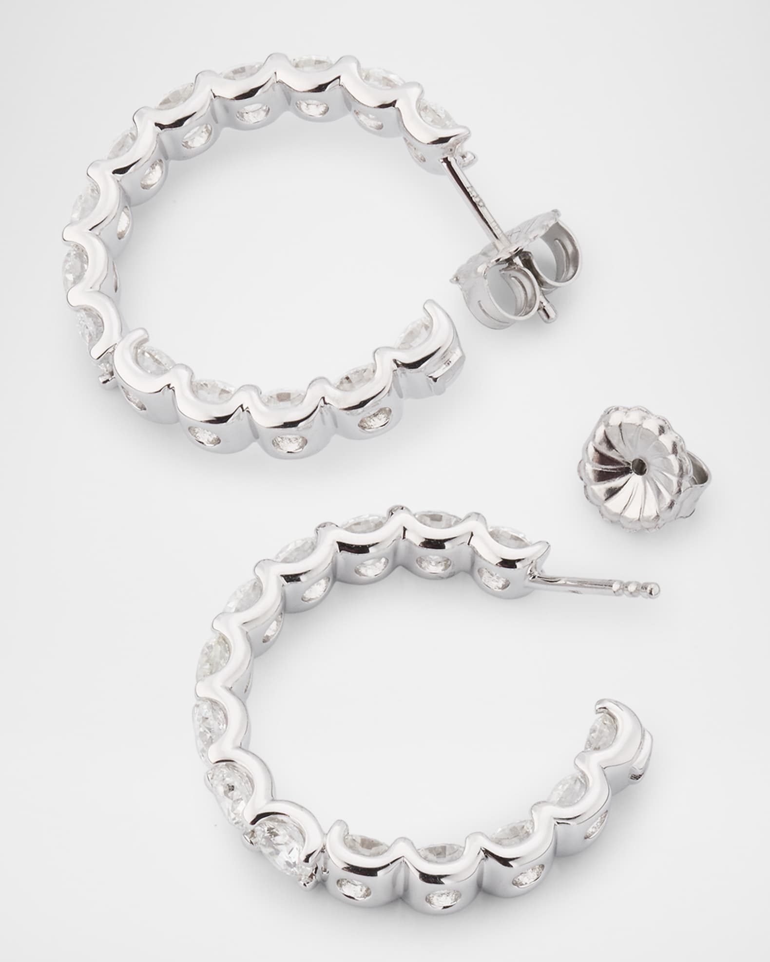 Neiman Marcus Diamonds 18K White Gold Inside Out Diamond Hoop Earrings ...