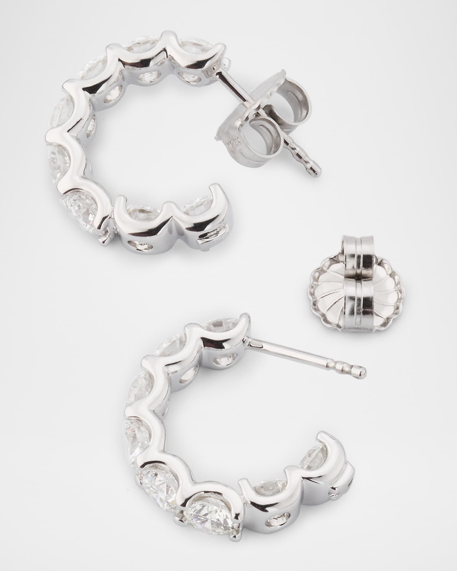 Neiman Marcus Diamonds 18K White Gold Inside Out Diamond Hoop Earrings ...