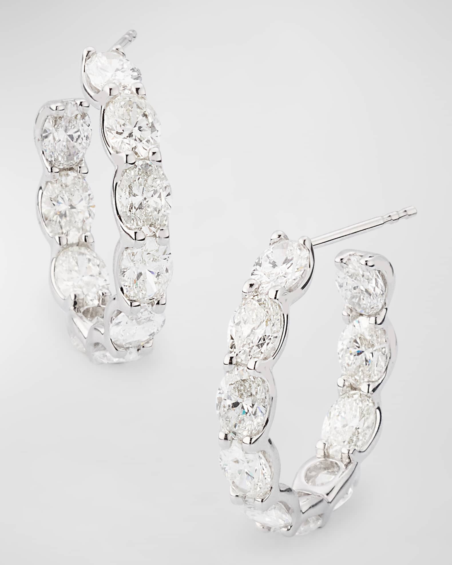 Neiman Marcus Diamonds 18K White Gold Inside Out Oval Diamond Hoop ...