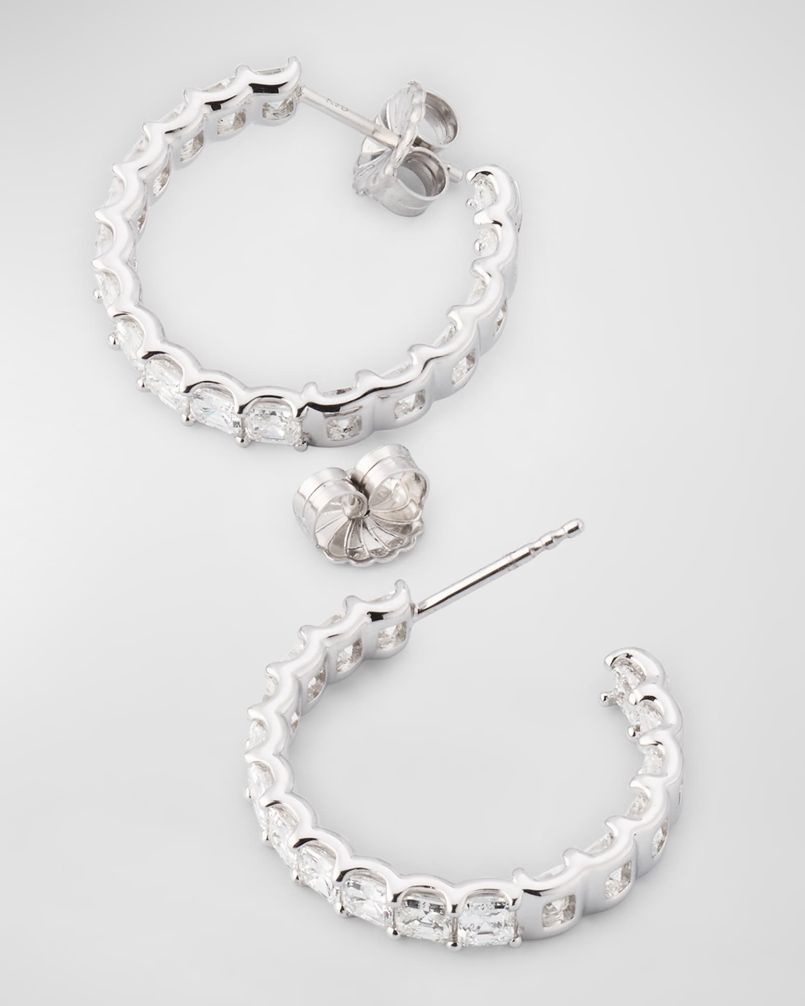 Neiman Marcus Diamonds 18K White Gold Inside Out Diamond Hoop Earrings ...