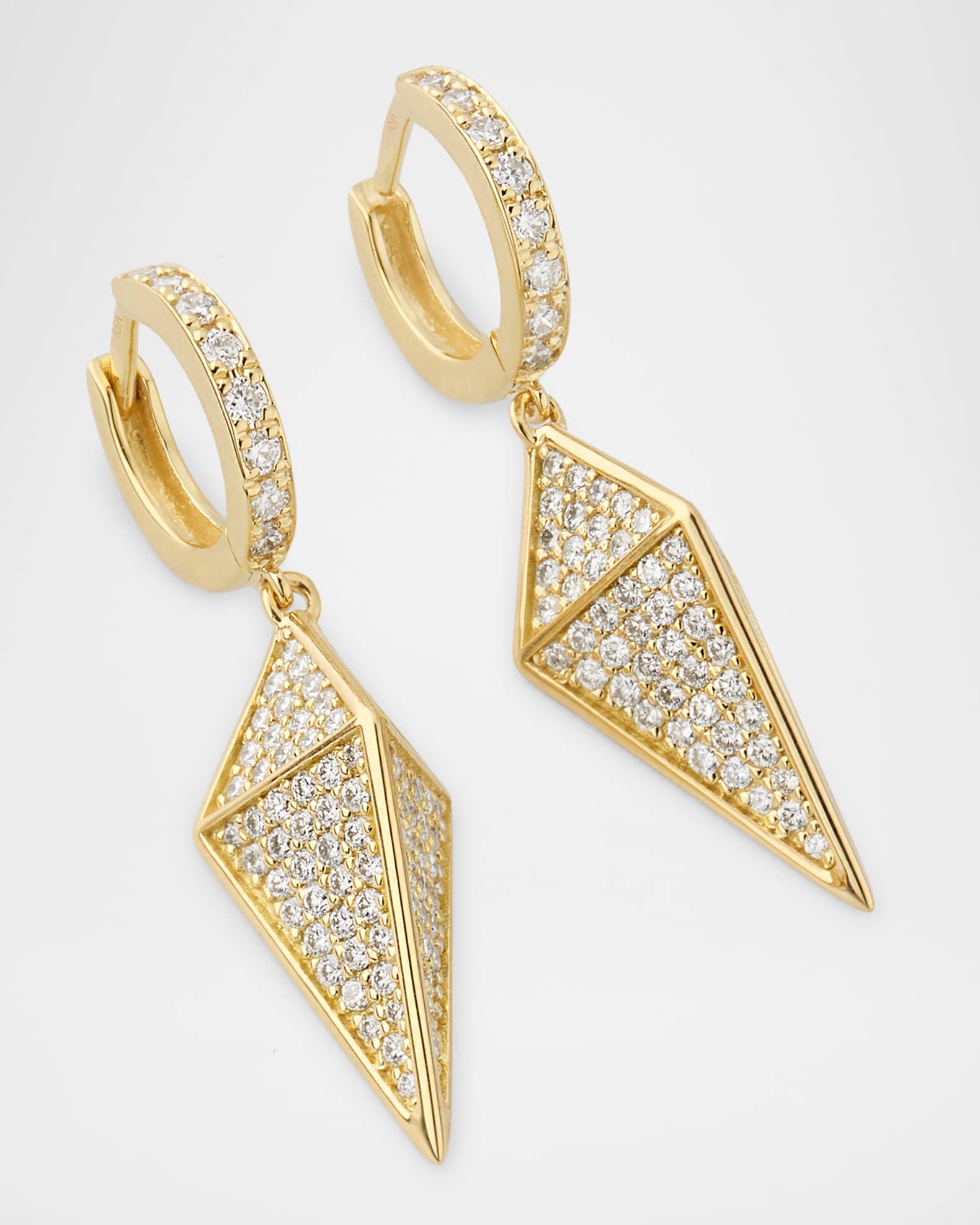 Neiman Marcus Diamonds 18K Yellow Gold Diamond Spike Huggie Hoop ...