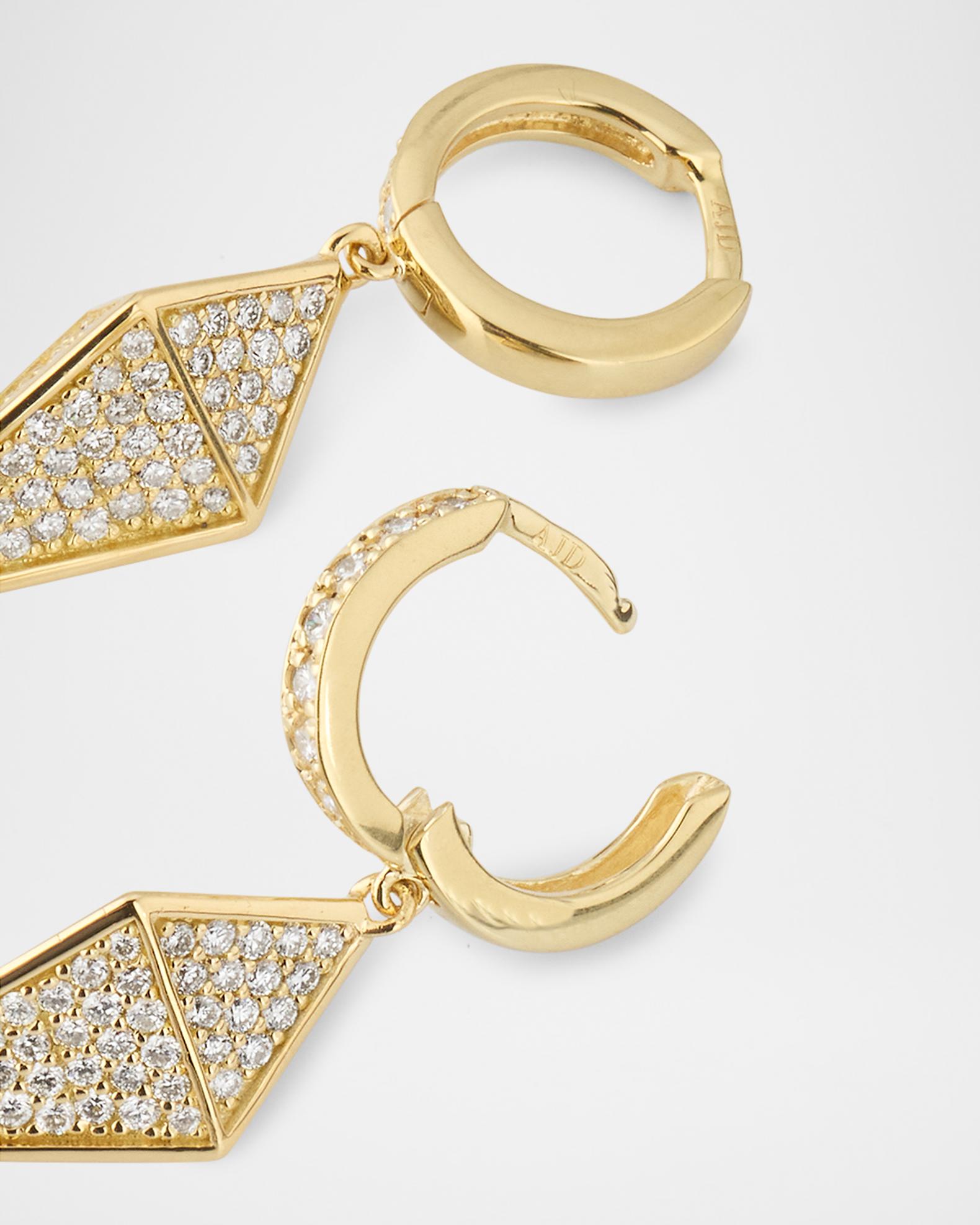 Neiman Marcus Diamonds 18K Yellow Gold Diamond Spike Huggie Hoop ...