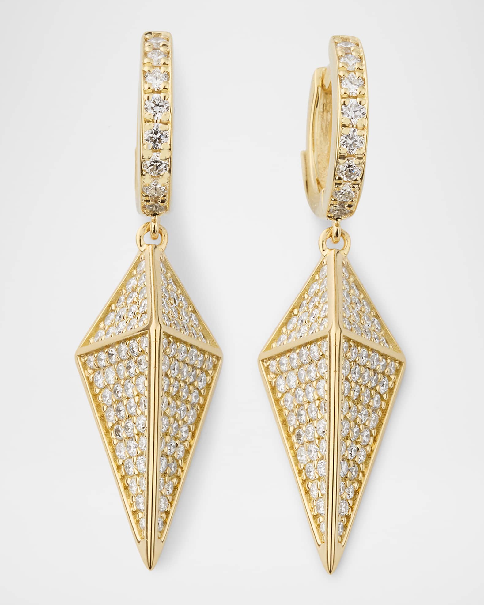 Neiman Marcus Diamonds 18K Yellow Gold Diamond Spike Huggie Hoop ...