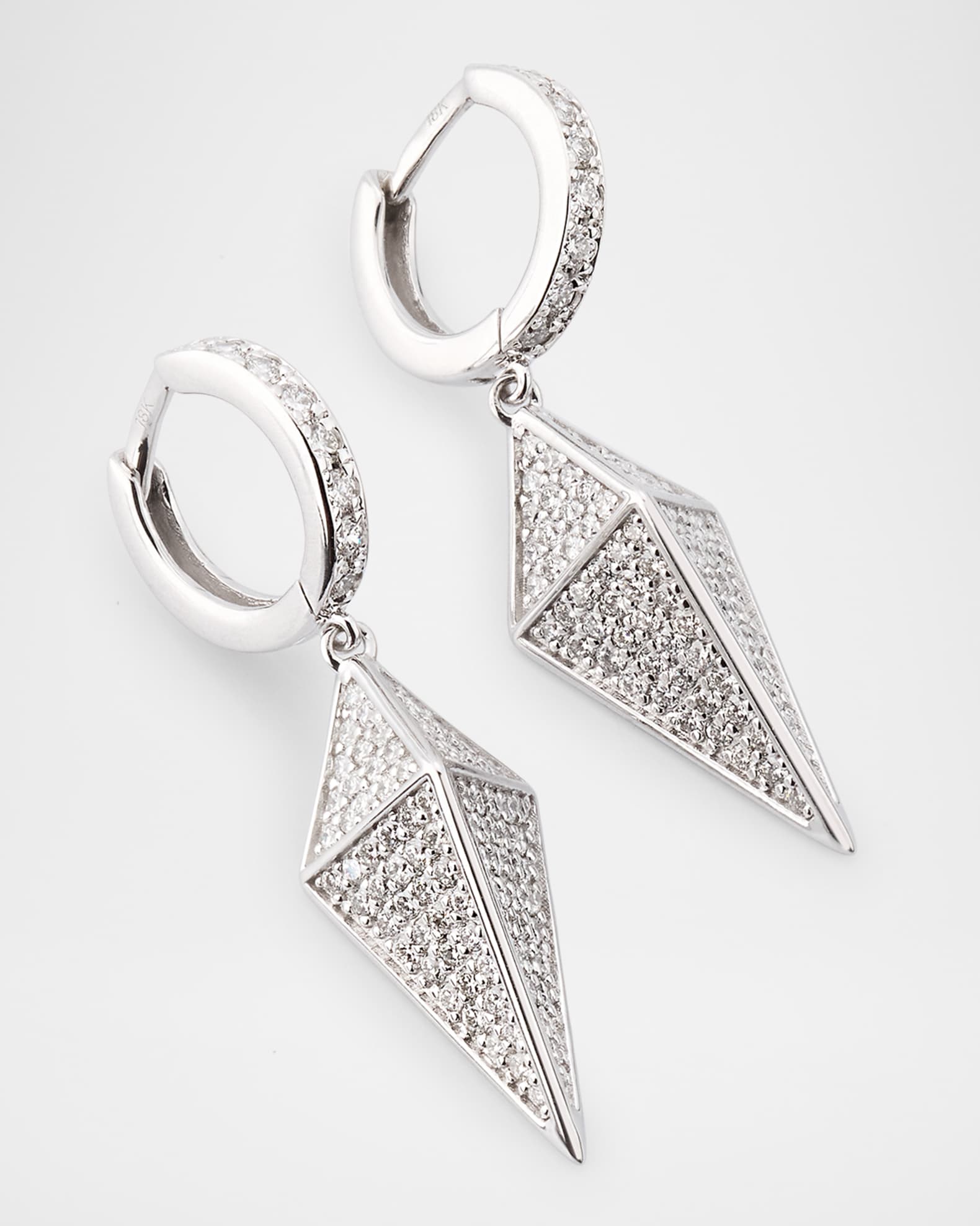 Neiman Marcus Diamonds 18K White Gold Diamond Spike Huggie Hoop ...