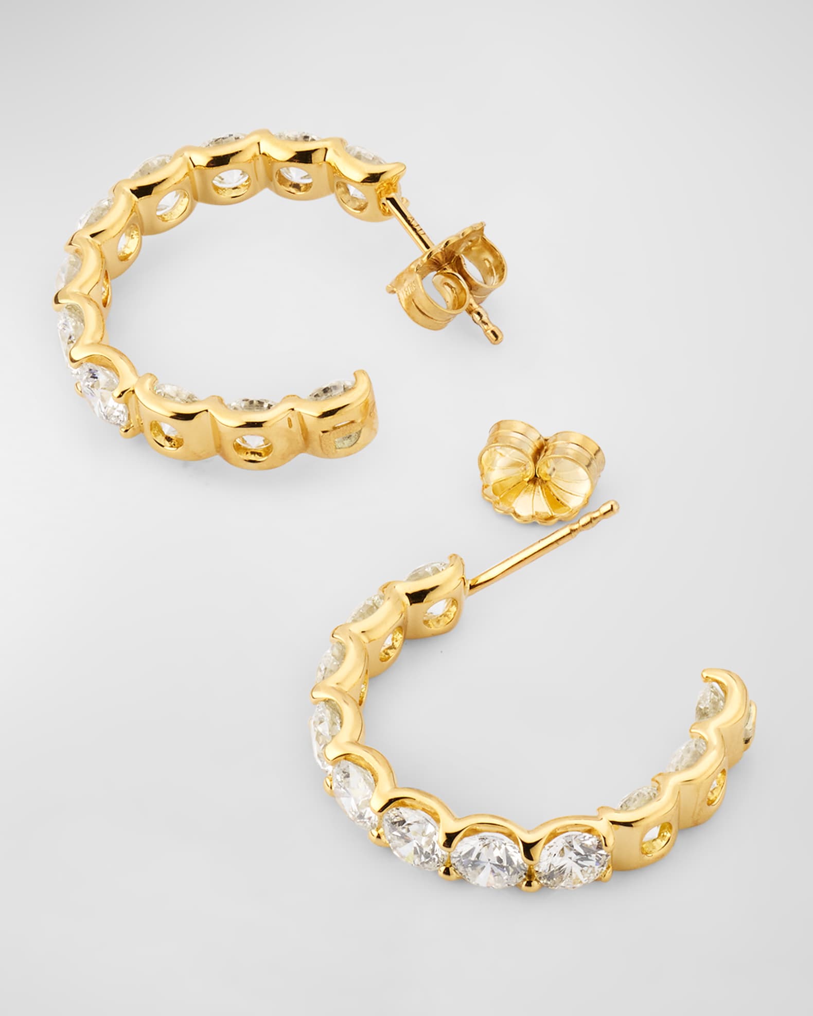 Neiman Marcus Diamonds 18K Yellow Gold Inside Out Diamond Hoop Earrings ...