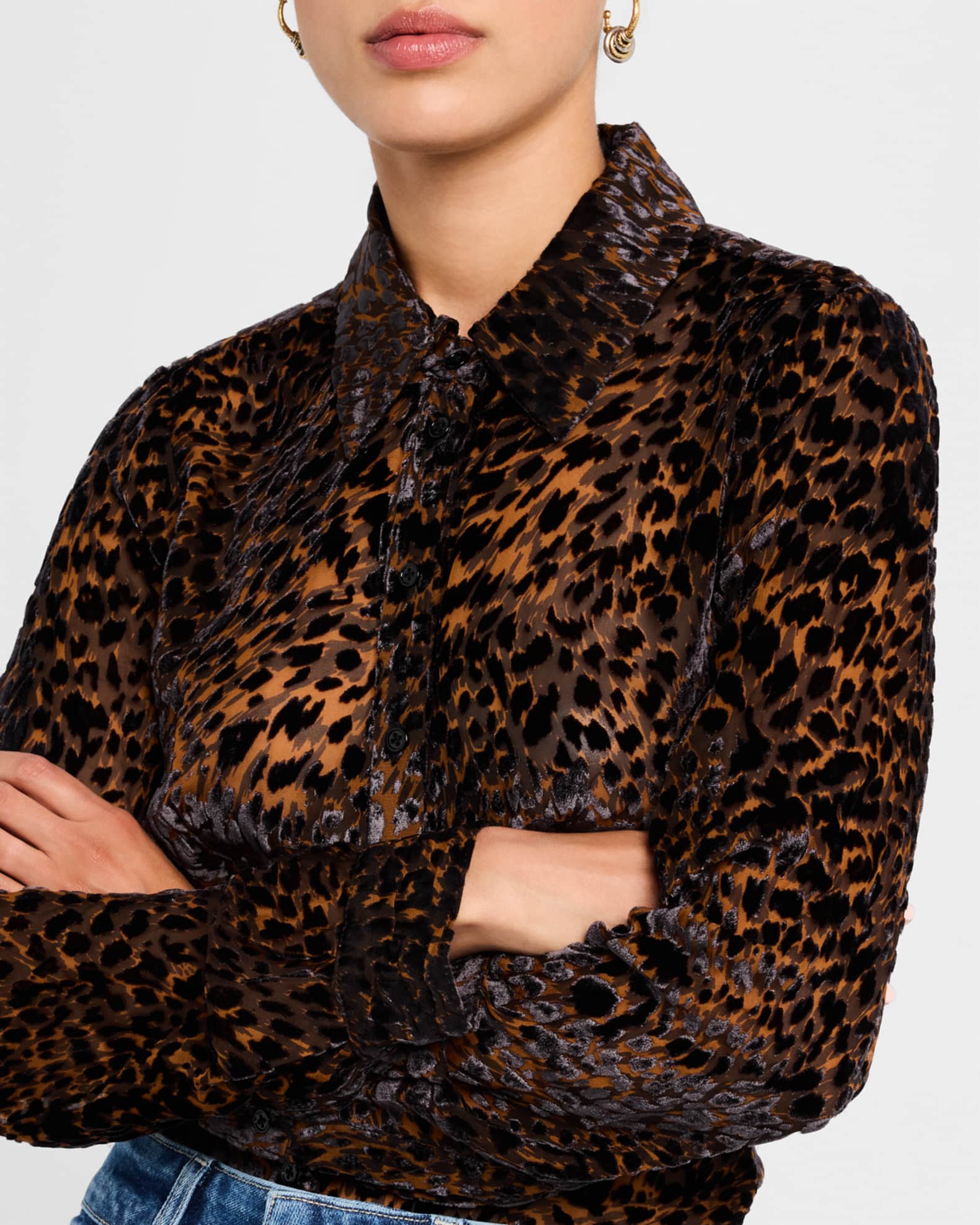 PAIGE Desano Cheetah Button-Front Shirt | Neiman Marcus