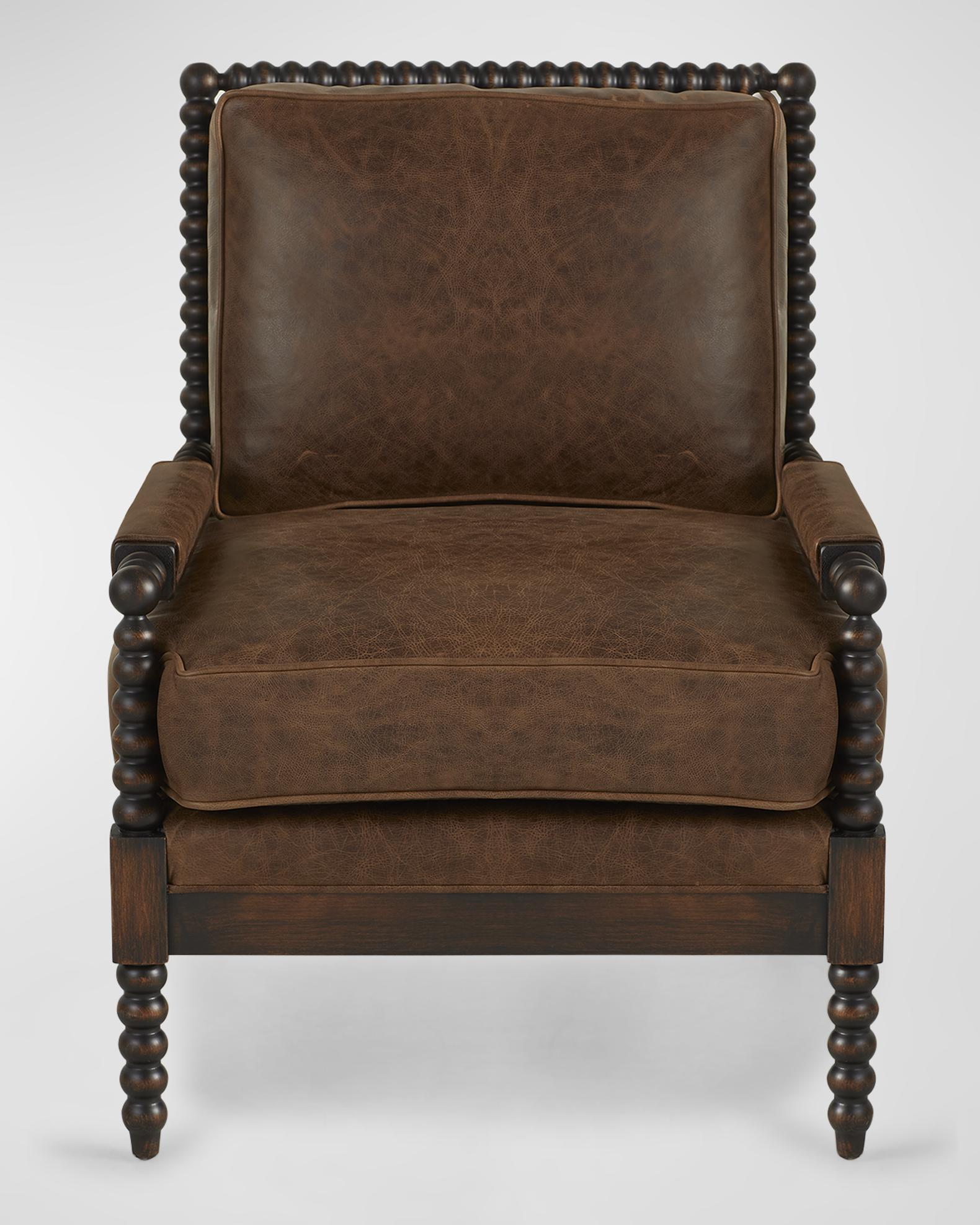 Old Hickory Tannery Drew Reversible Leather Spindle Chair | Neiman Marcus