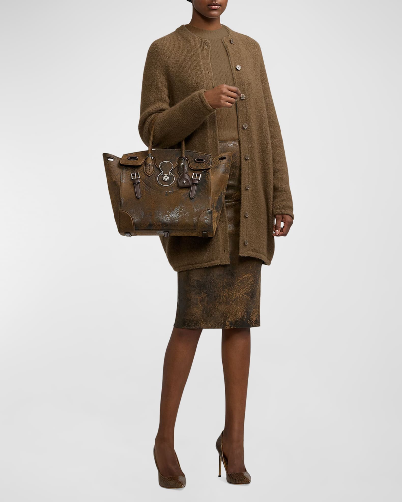 Ralph Lauren Collection Soft Ricky 33 Printed Flocked Denim Bag ...