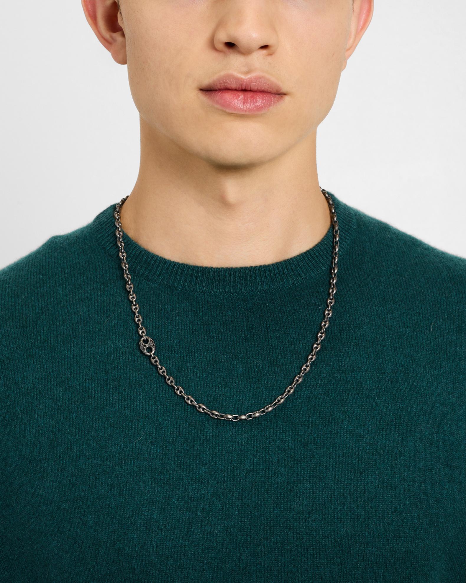 Marco Dal Maso Men's ULYSSES Oxidized Silver and Black Diamond Necklace ...