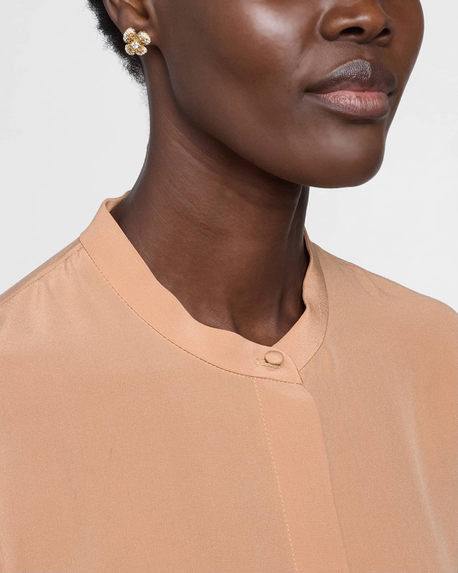 Miseno 18K Yellow Gold Flower Earrings with Diamonds and Citrine ...