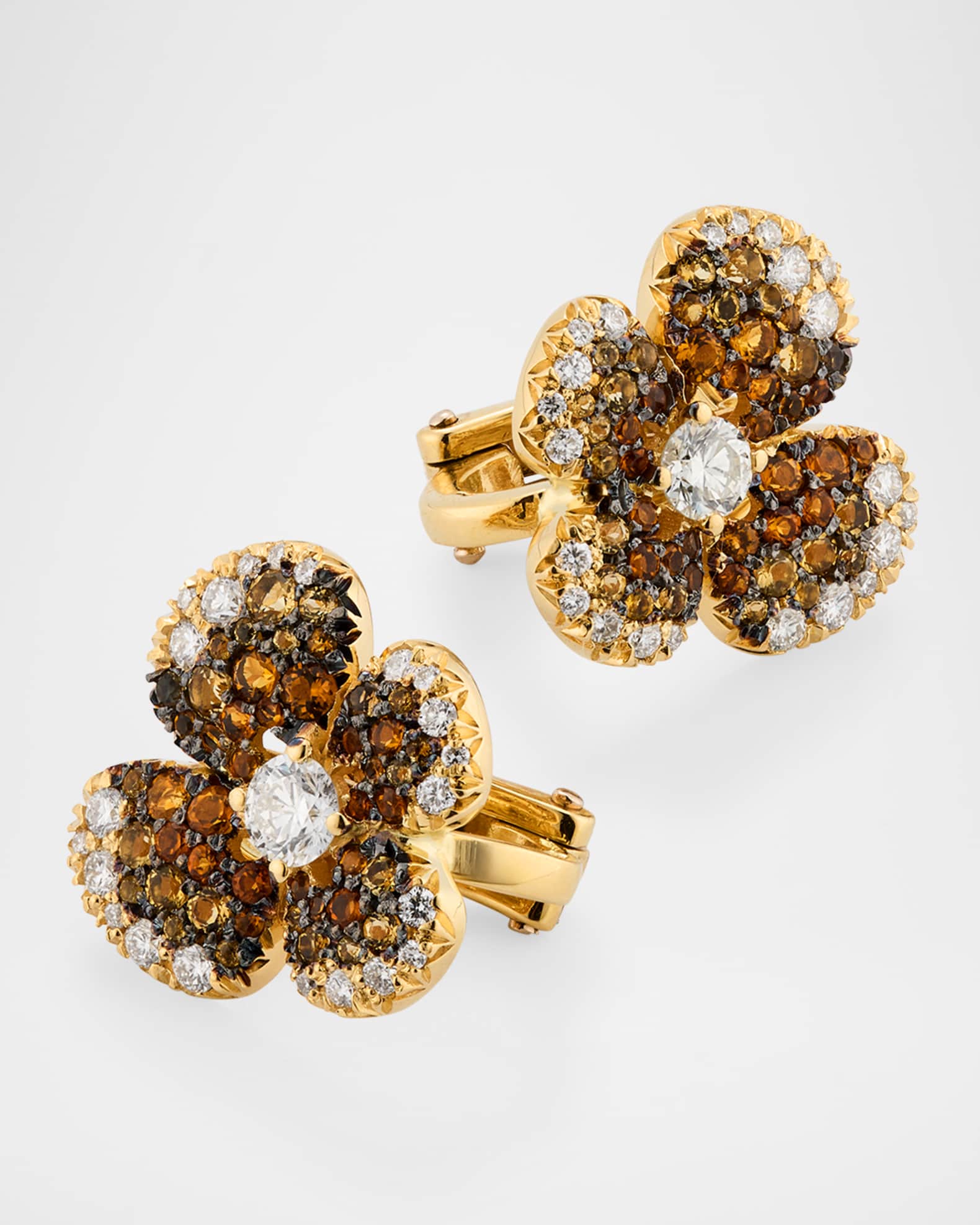 Miseno 18K Yellow Gold Flower Earrings with Diamonds and Citrine ...